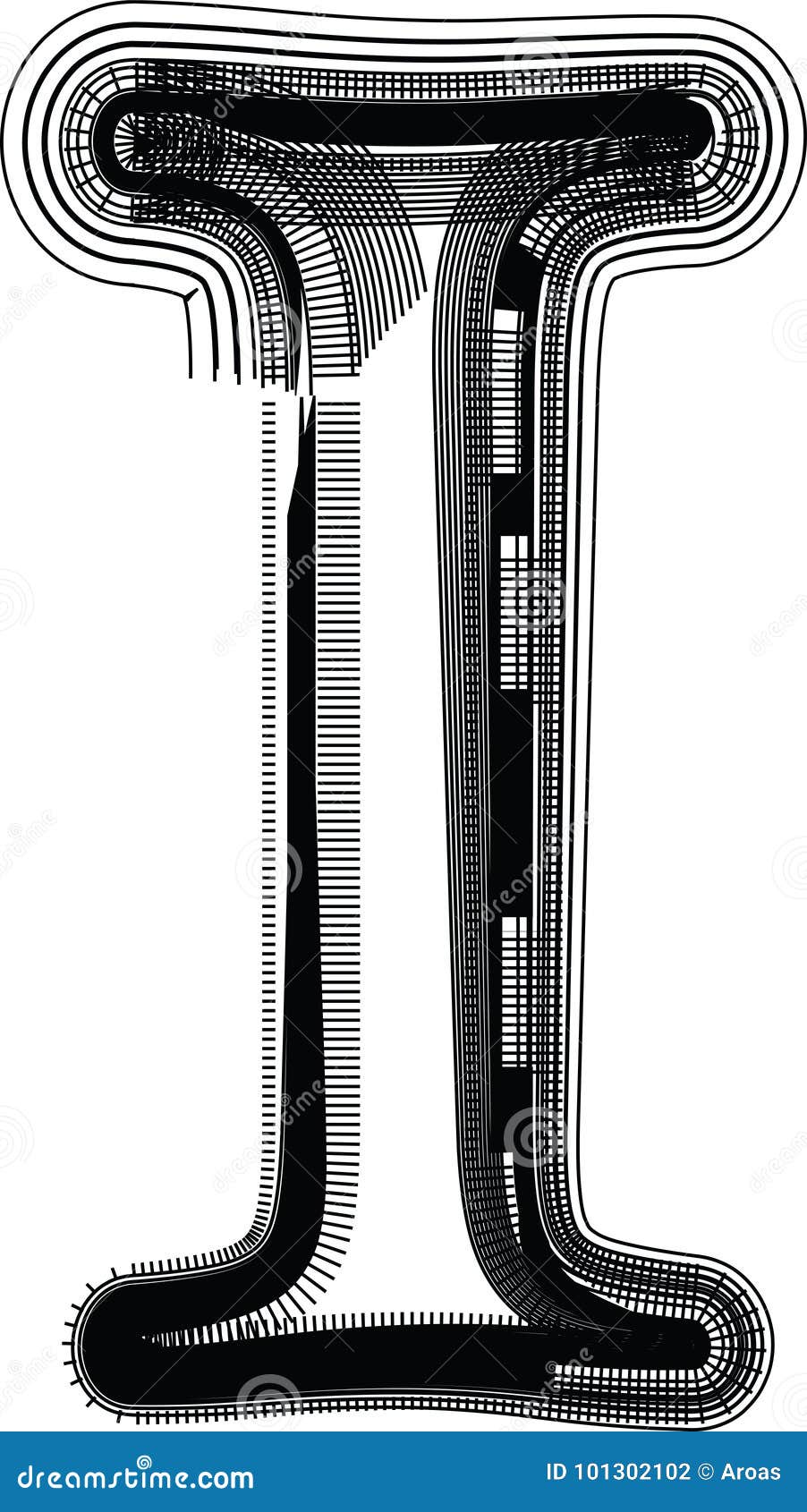 Font illustration LETTER I stock vector. Illustration of grungy - 101302102