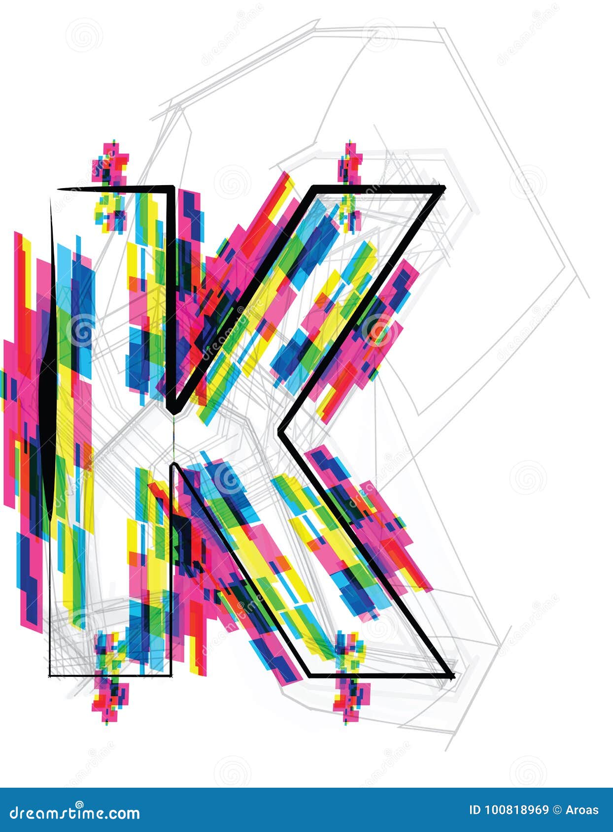 Font Illustration. LETTER K Stock Vector - Illustration of pencil, case ...