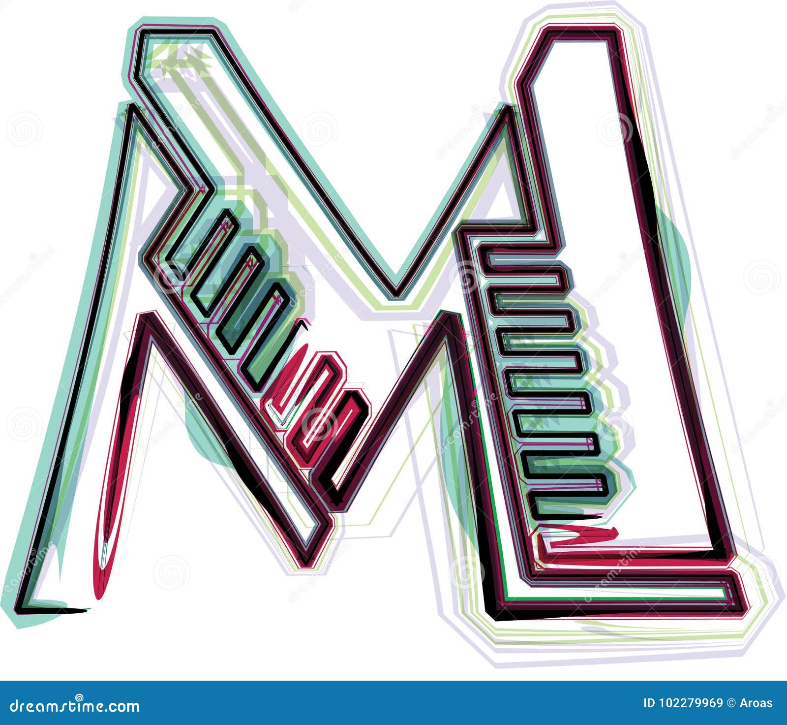 Font Illustration Letter M stock vector. Illustration of drawing ...