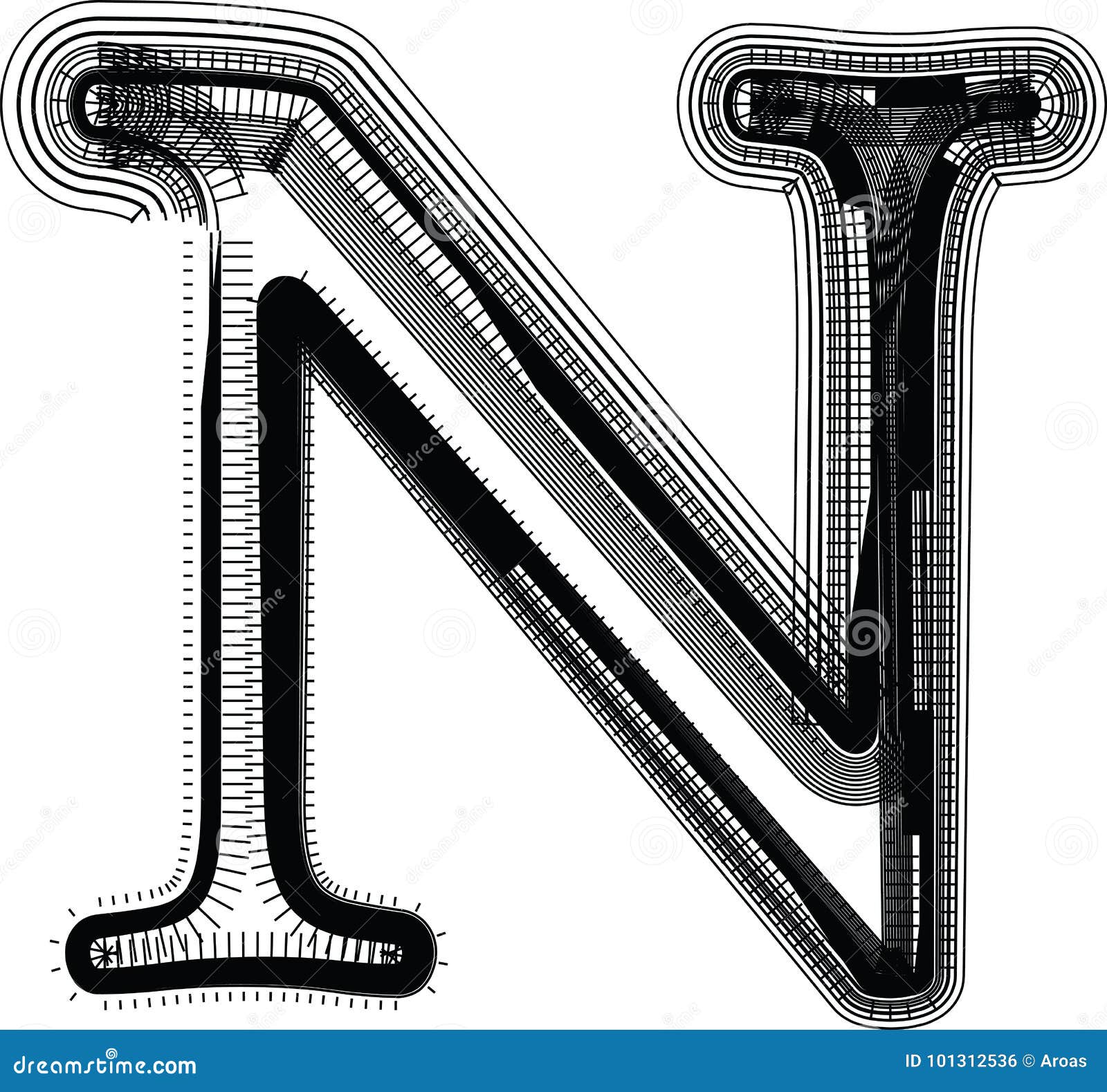 Font illustration LETTER N stock vector. Illustration of character ...