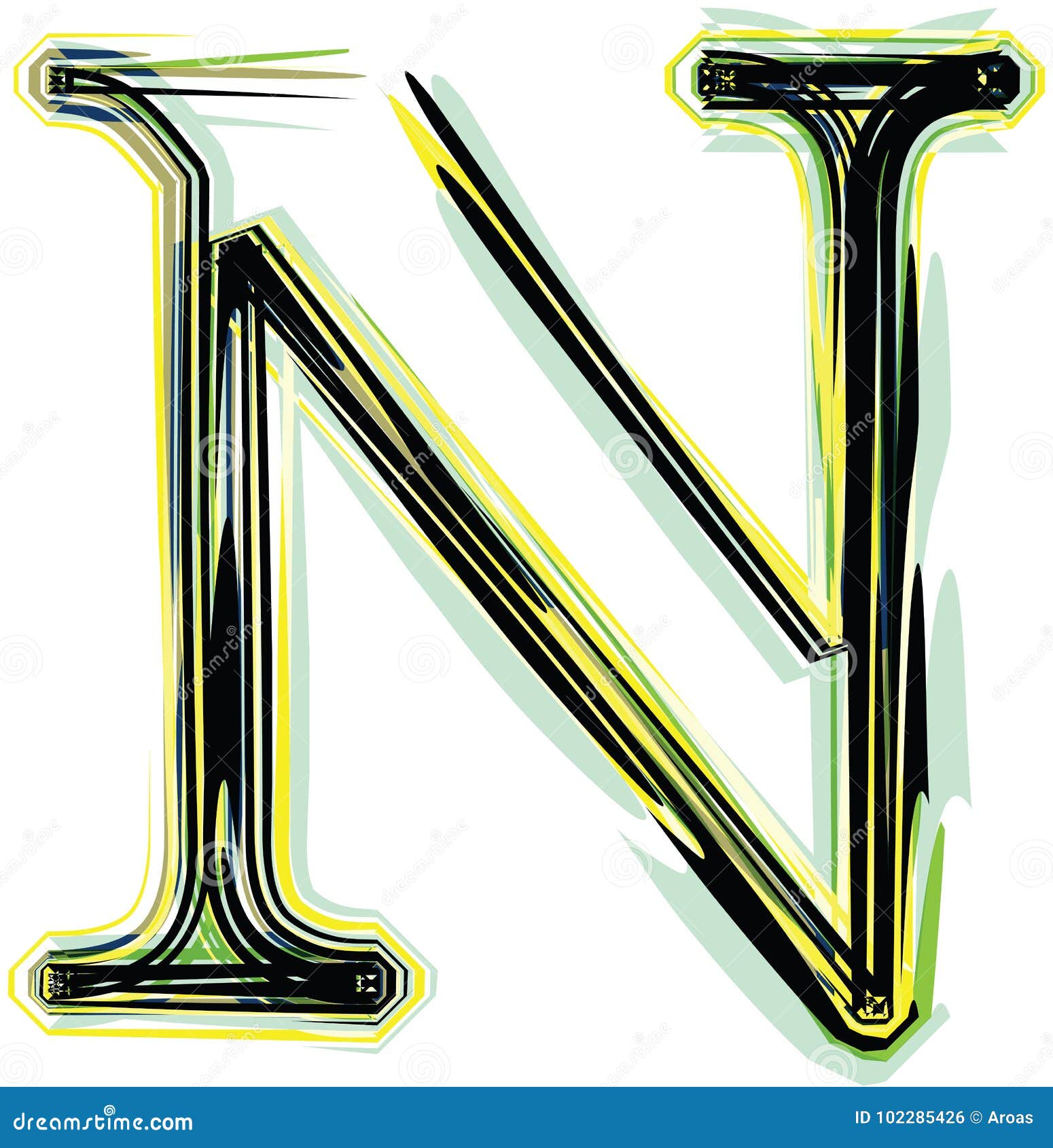 Font illustration letter N stock vector. Illustration of character ...