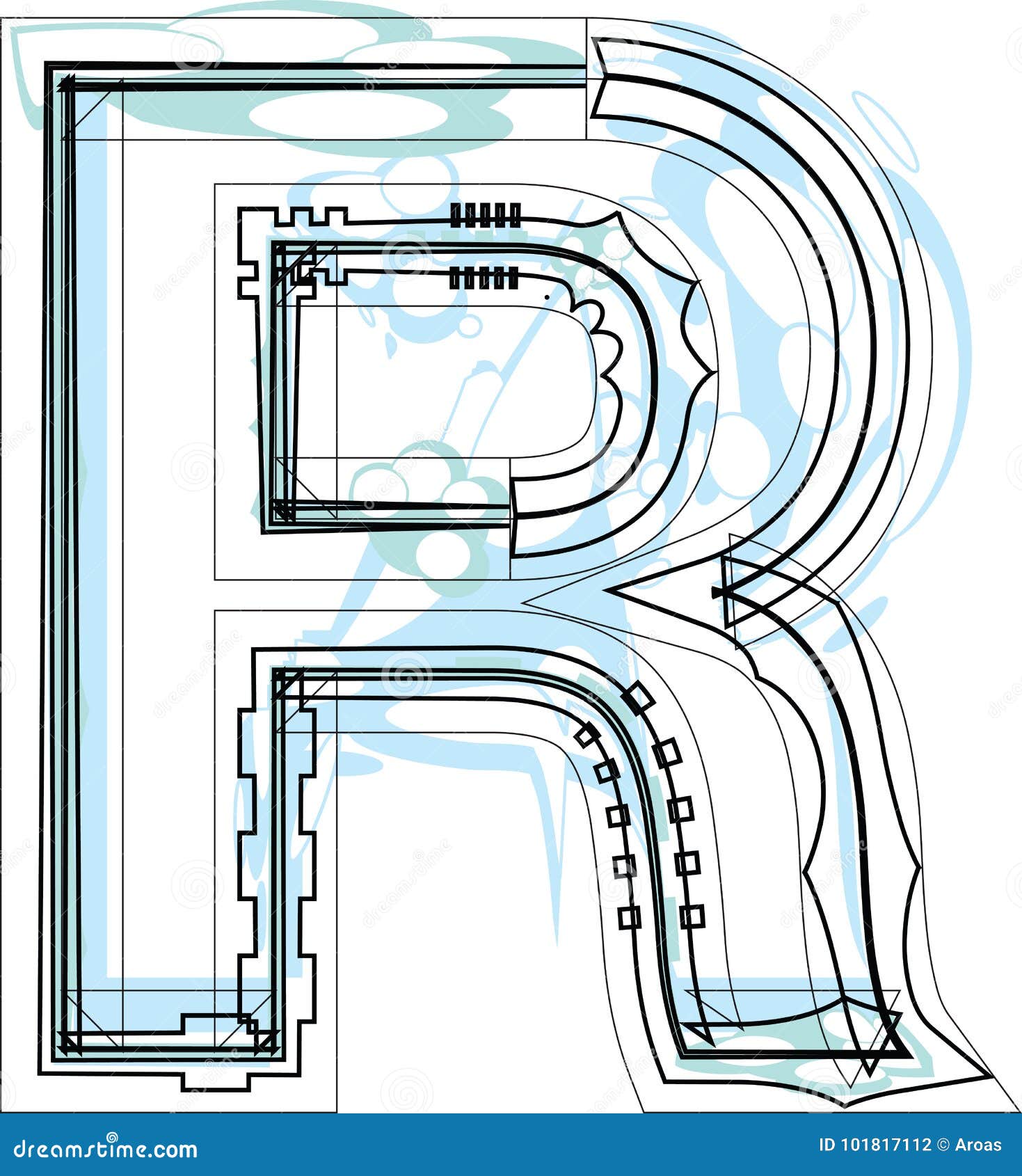 Font illustration letter R stock vector. Illustration of grunge - 101817112