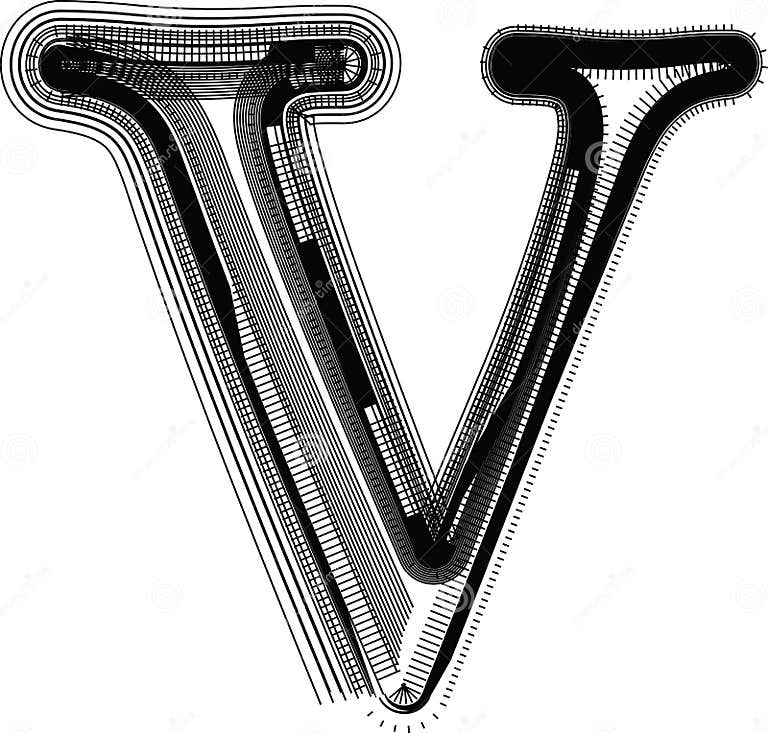 Font illustration LETTER V stock vector. Illustration of abstract ...