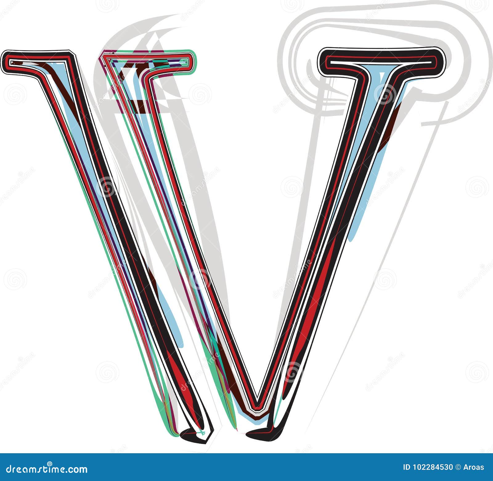 Font Illustration Letter v stock vector. Illustration of monogram ...