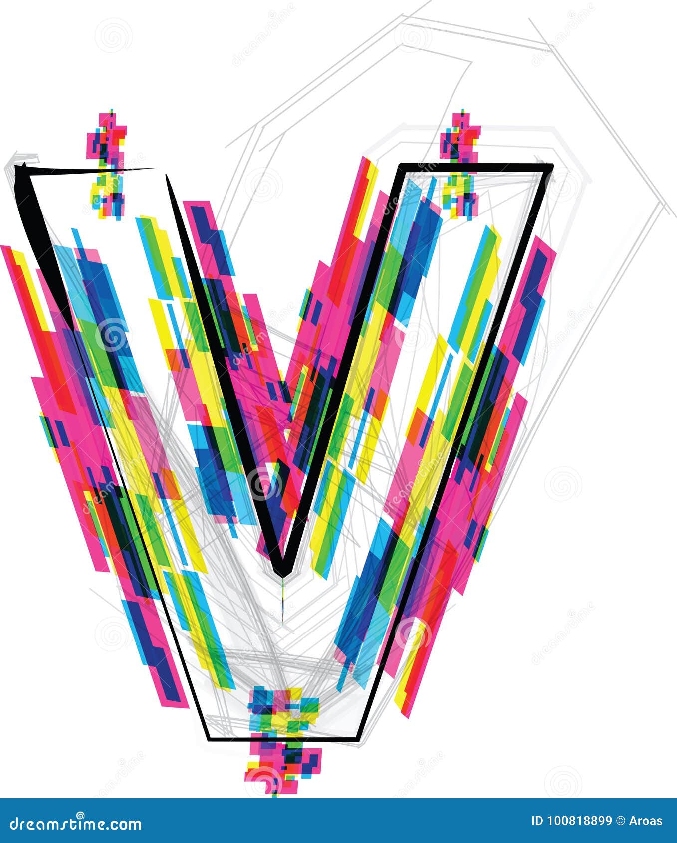 Font Illustration. LETTER V Stock Vector - Illustration of scribble ...