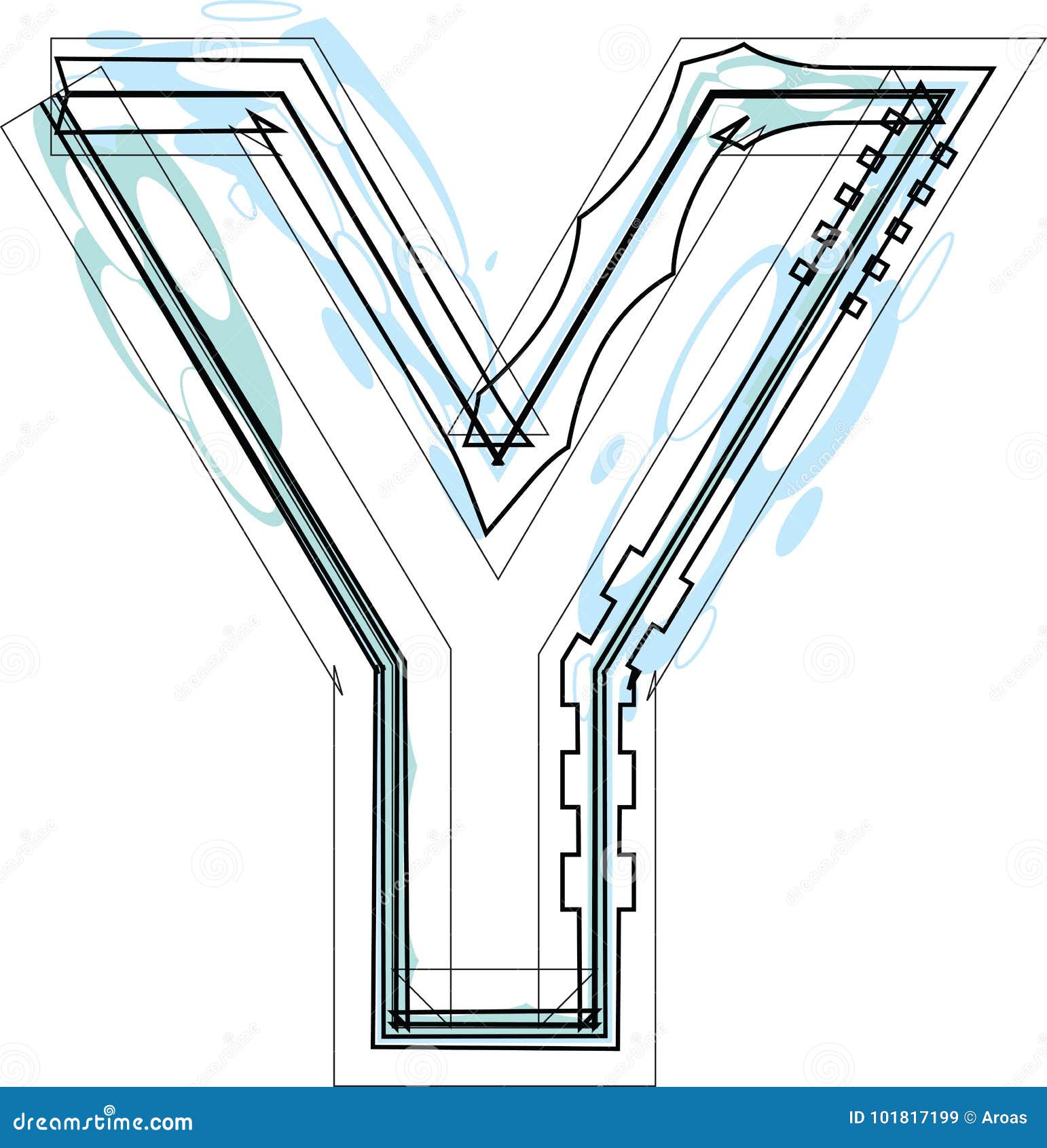 Font illustration letter Y stock vector. Illustration of outline ...