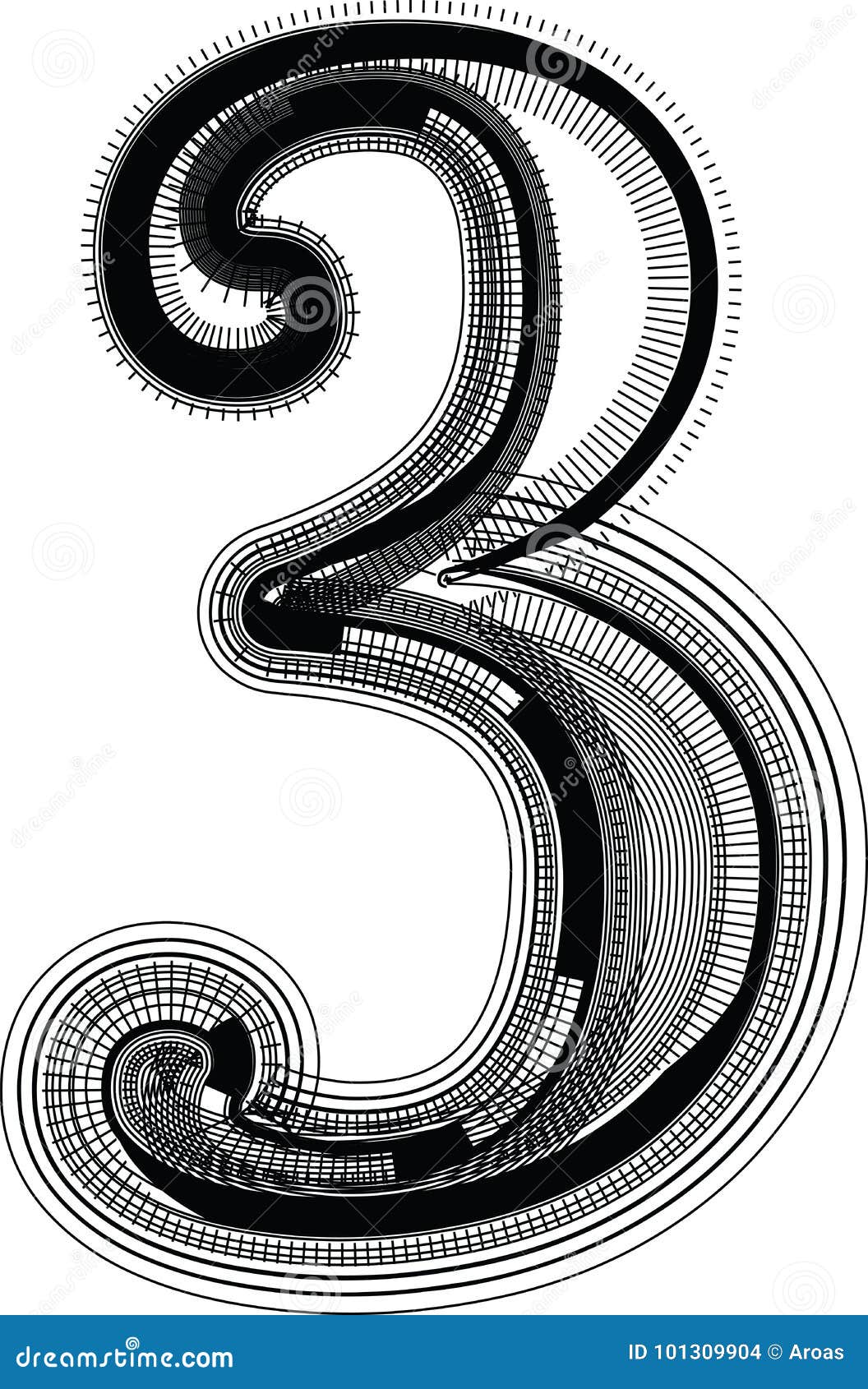Font illustration NUMBER 3 stock vector. Illustration of scratch ...