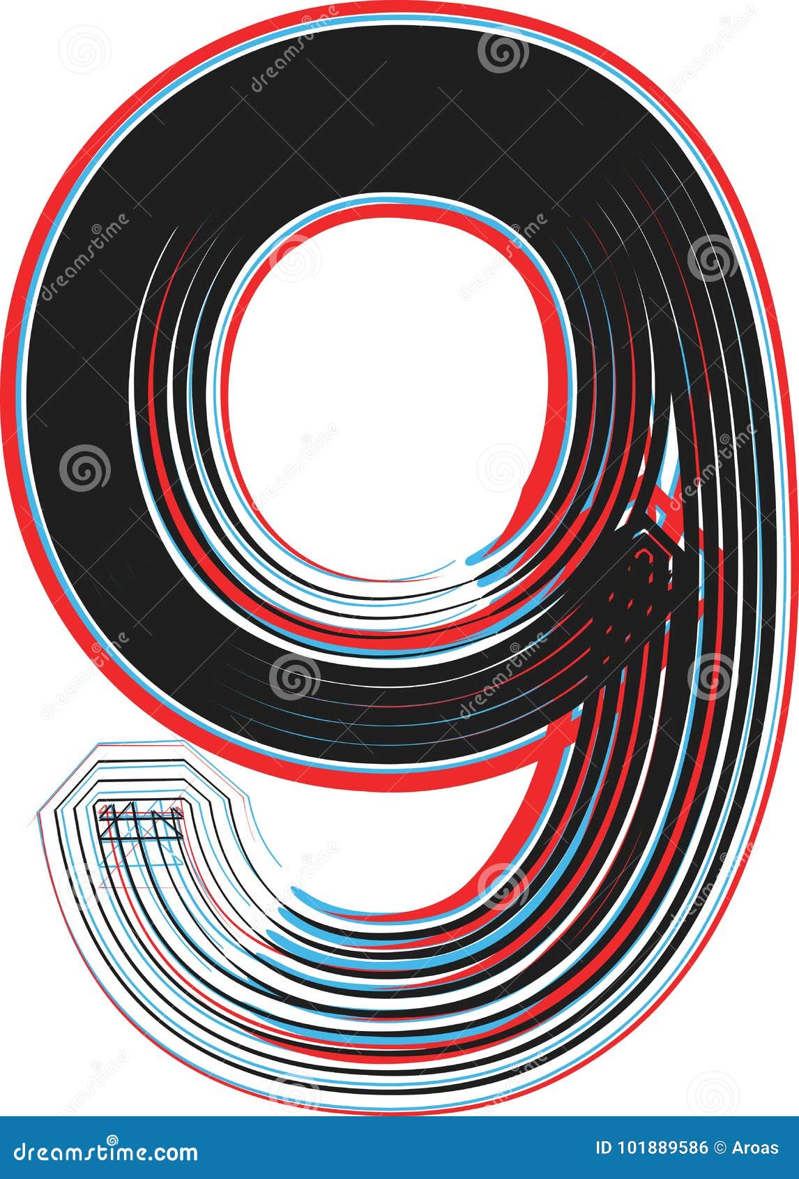 Font illustration NUMBER 9 stock vector. Illustration of line - 101889586