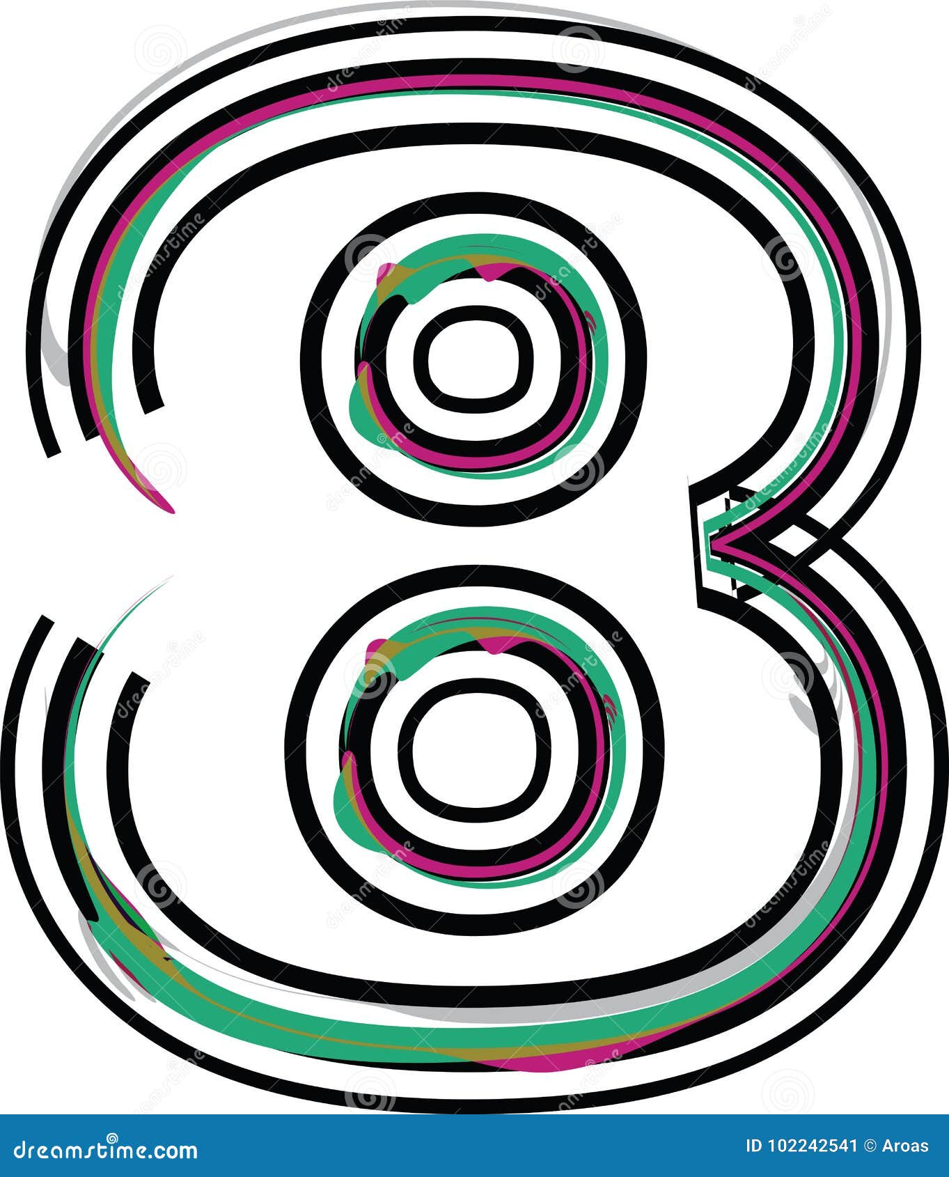 Font illustration NUMBER 8 stock vector. Illustration of scratch ...