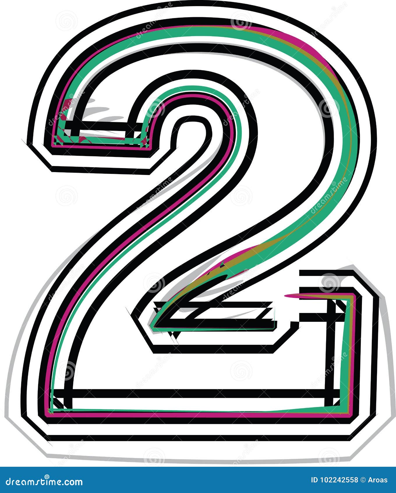 Font illustration NUMBER 2 stock vector. Illustration of doodle - 102242558