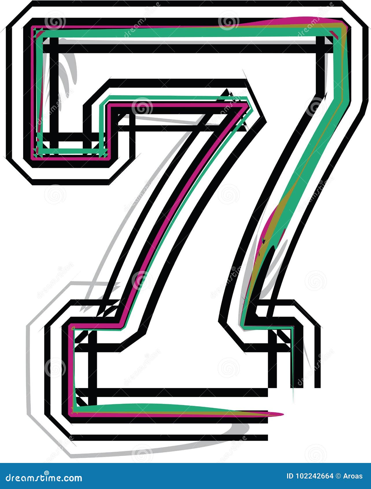Font illustration NUMBER 7 stock vector. Illustration of design - 102242664