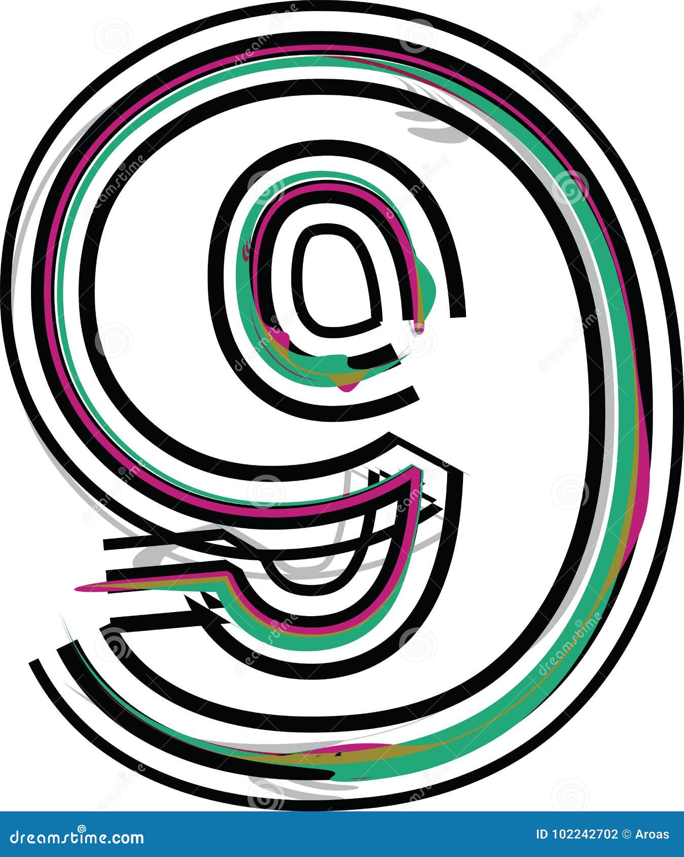 Font illustration NUMBER 9 stock vector. Illustration of nine - 102242702