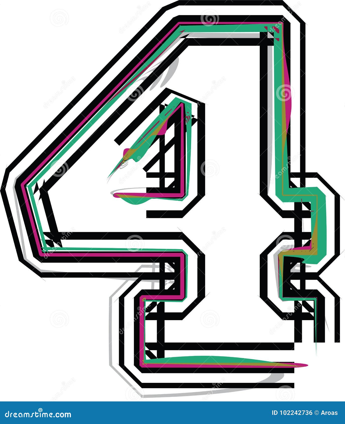 Font illustration NUMBER 4 stock vector. Illustration of grunge - 102242736