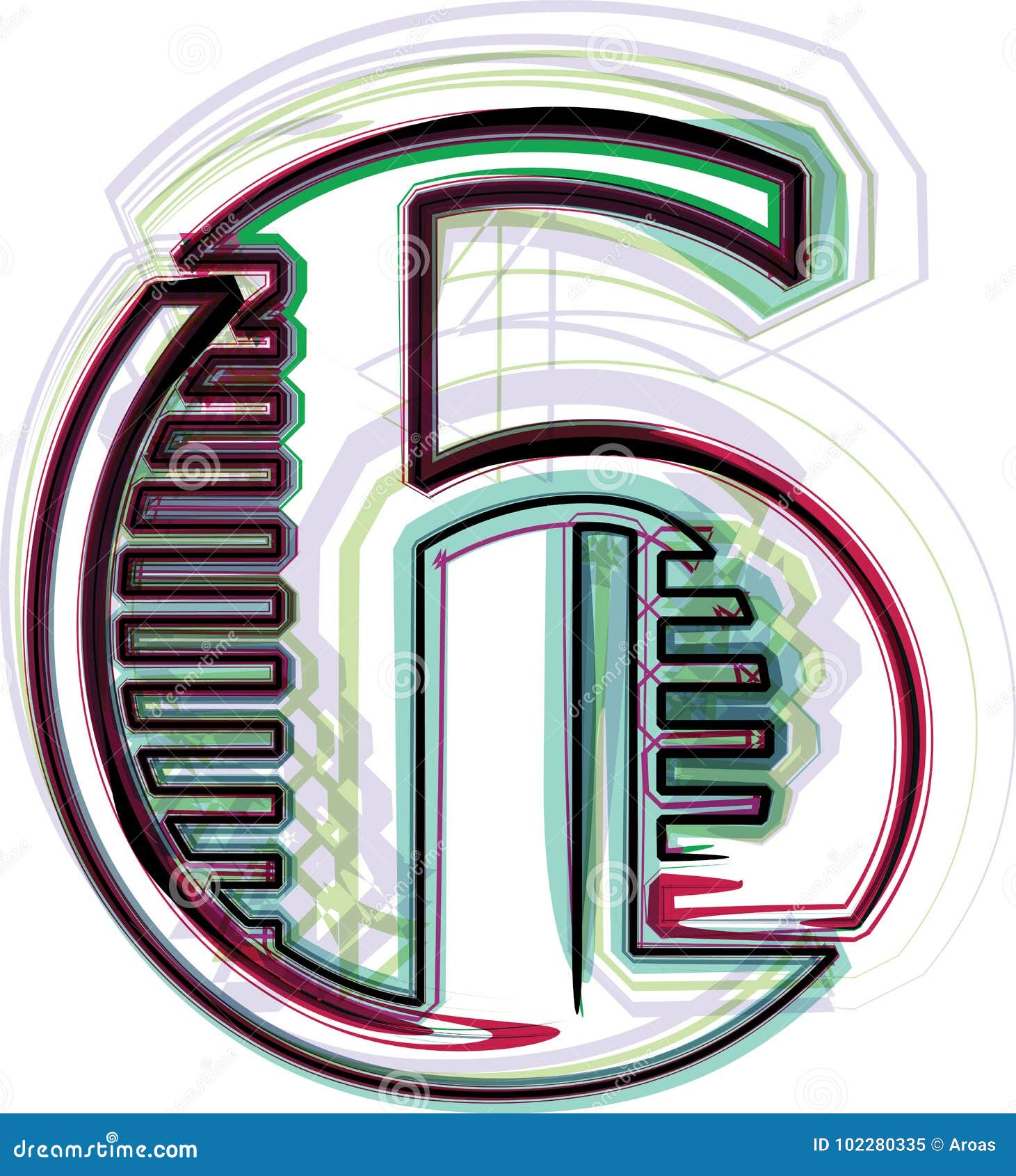 Font illustration NUMBER 6 stock vector. Illustration of draw - 102280335