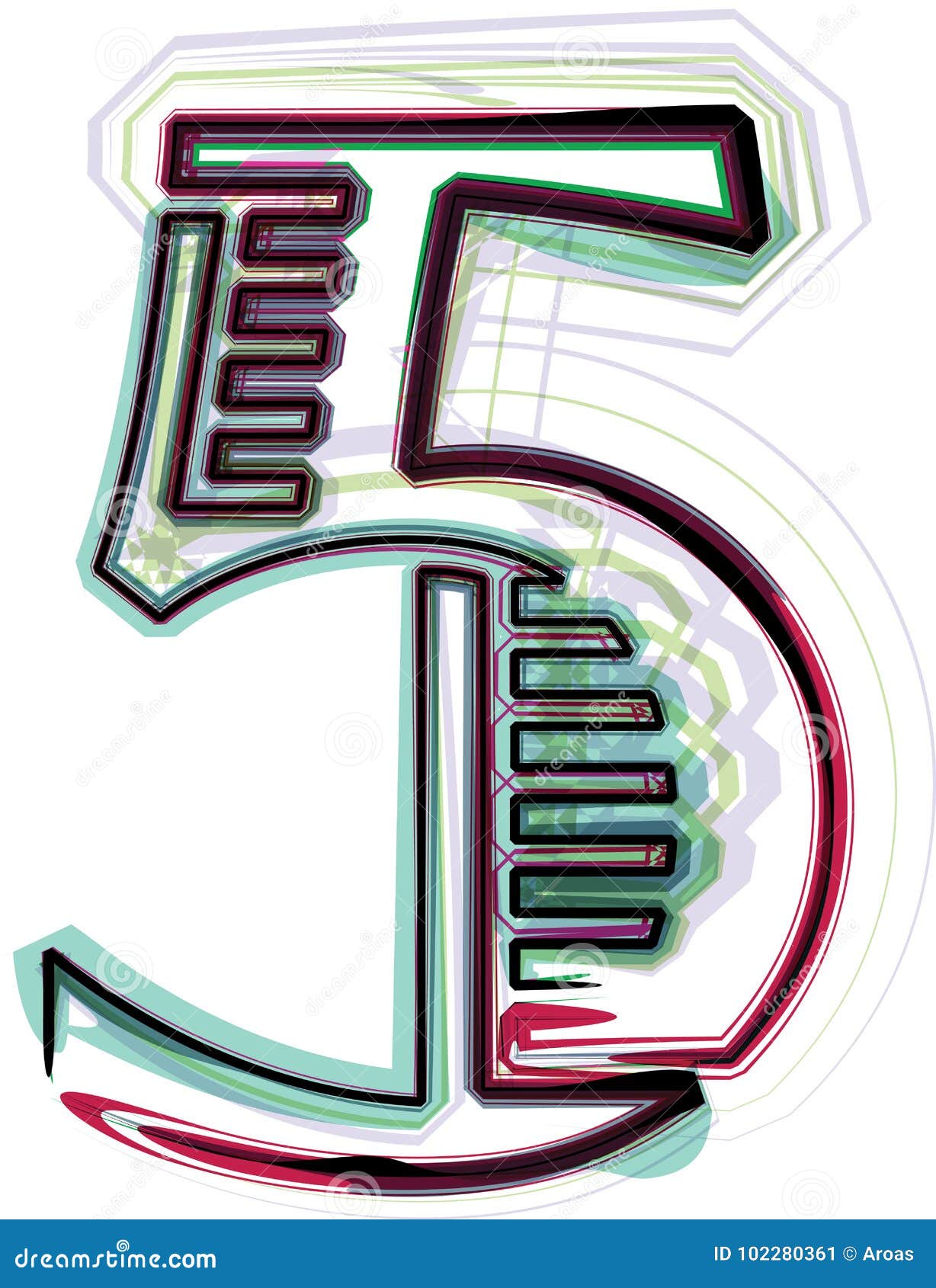 Font illustration NUMBER 5 stock vector. Illustration of lettering ...