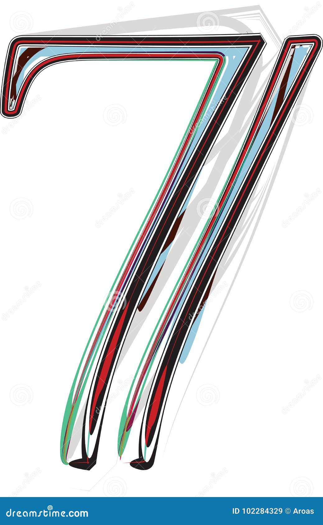 Font illustration NUMBER 7 stock vector. Illustration of scribble ...