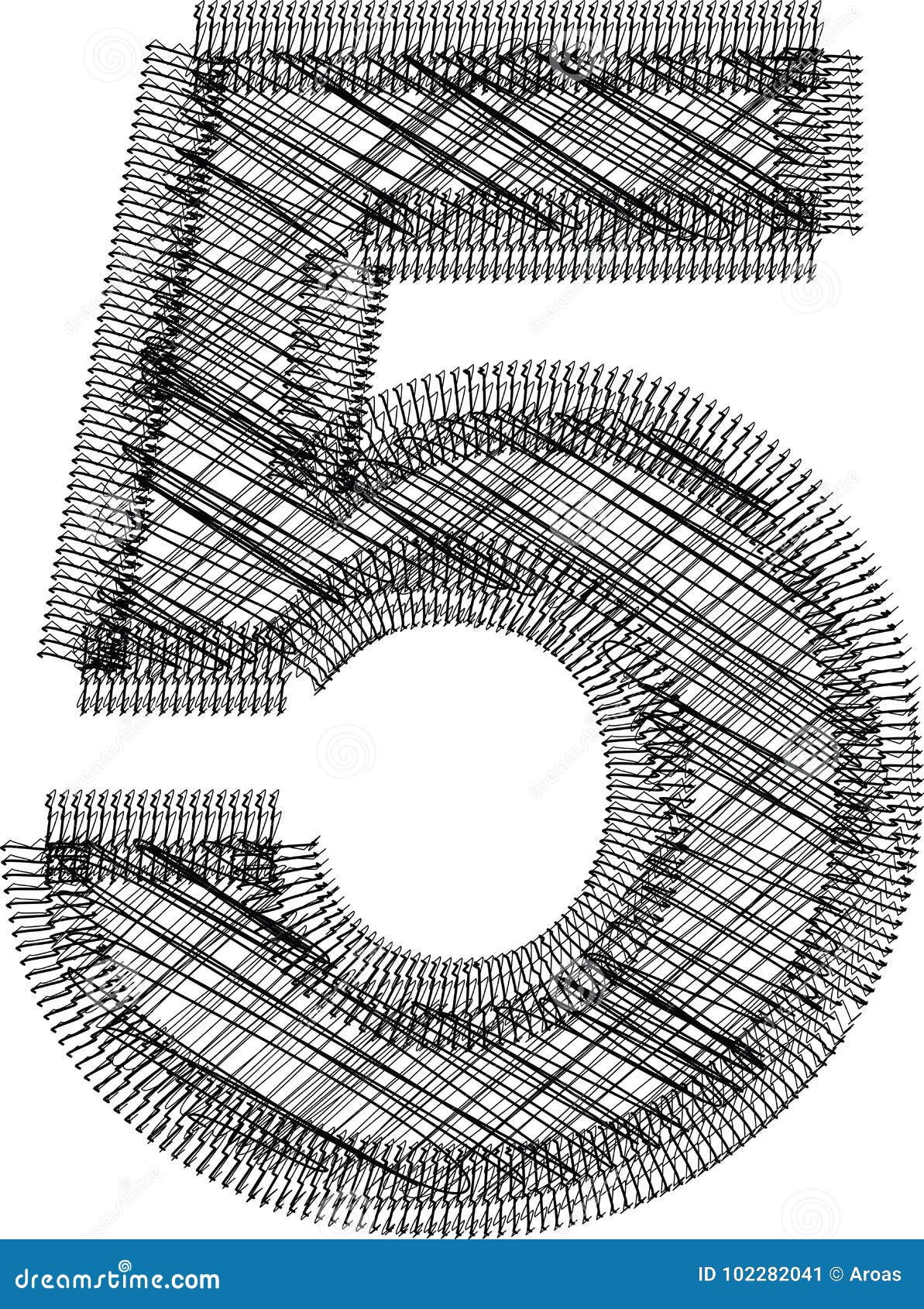 Font Illustration NUMBER 5 stock vector. Illustration of hand - 102282041