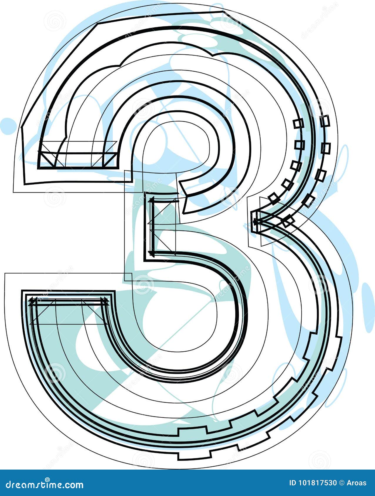 Font illustration NUMBER 3 stock vector. Illustration of monogram ...