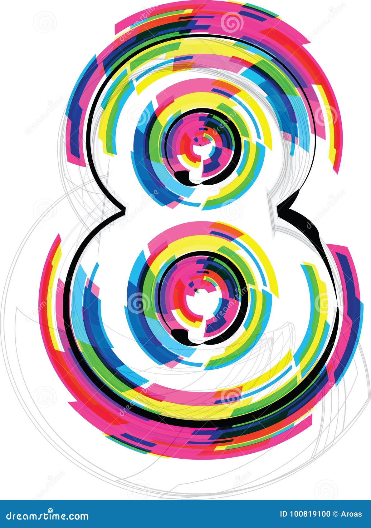 Font Illustration. Number 8 Stock Vector - Illustration of doodle ...