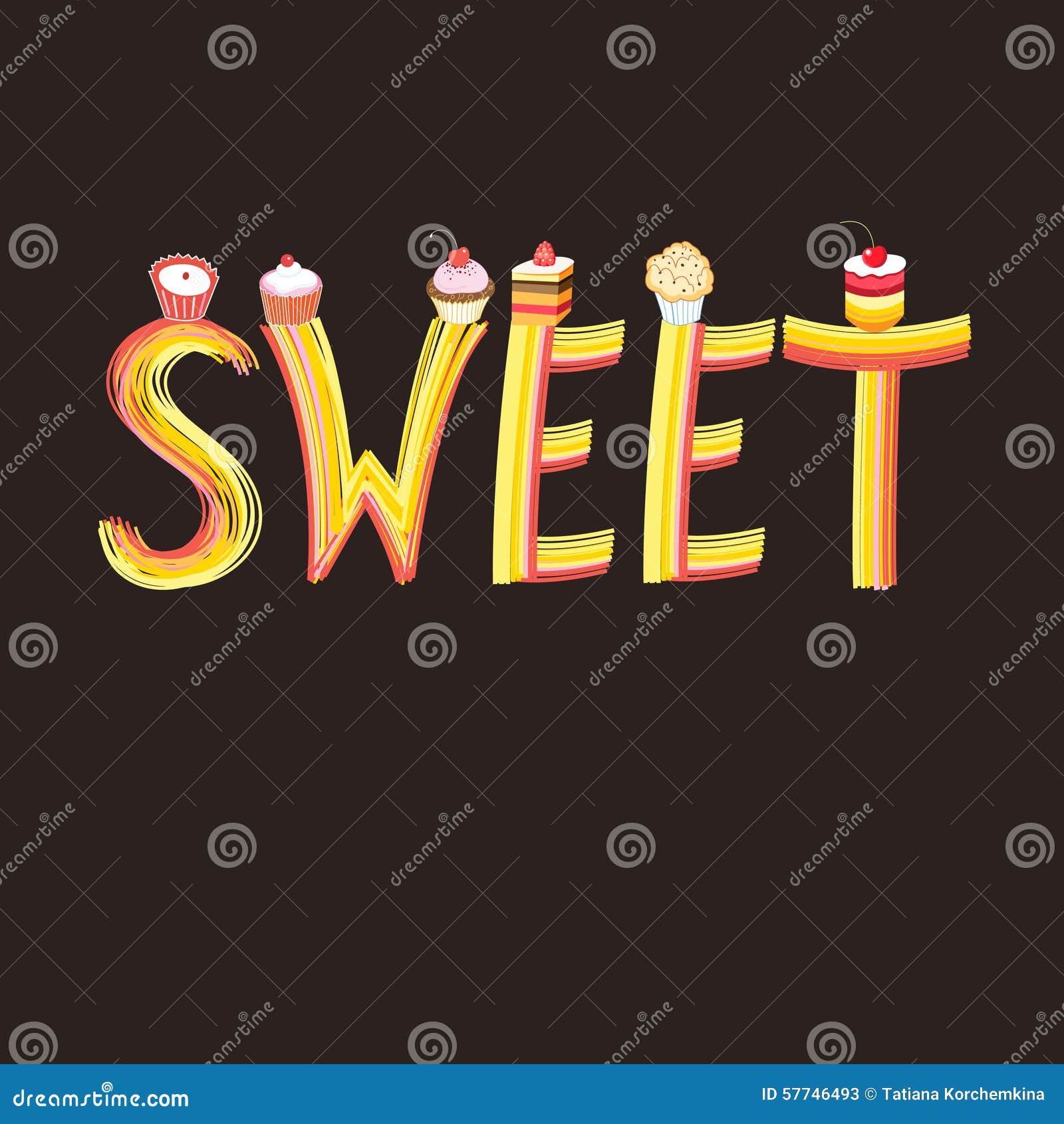 Font inscription sweets stock vector. Illustration of ornaments - 57746493