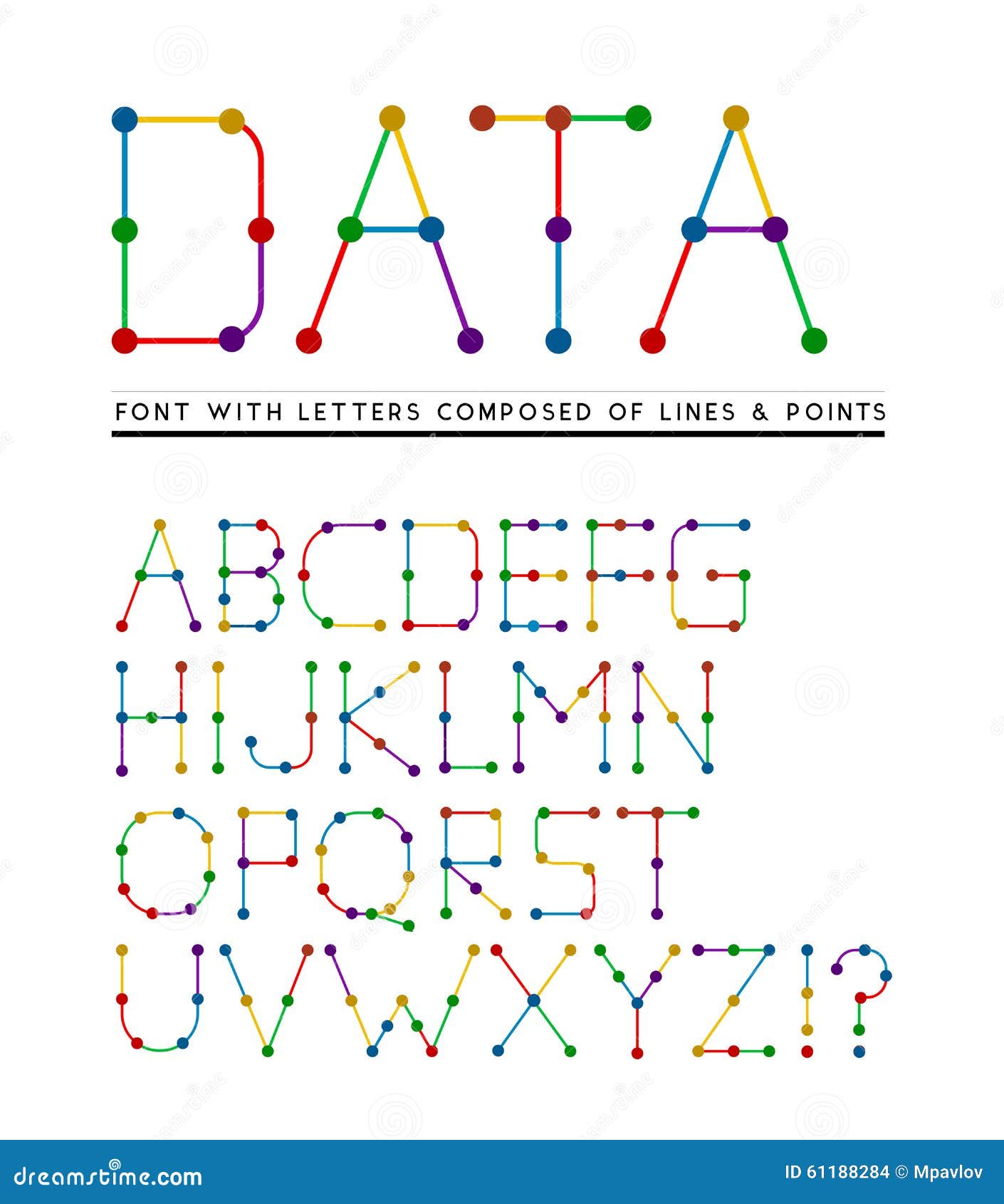 Font with Letters Composed of Lines and Points Stock Vector ...