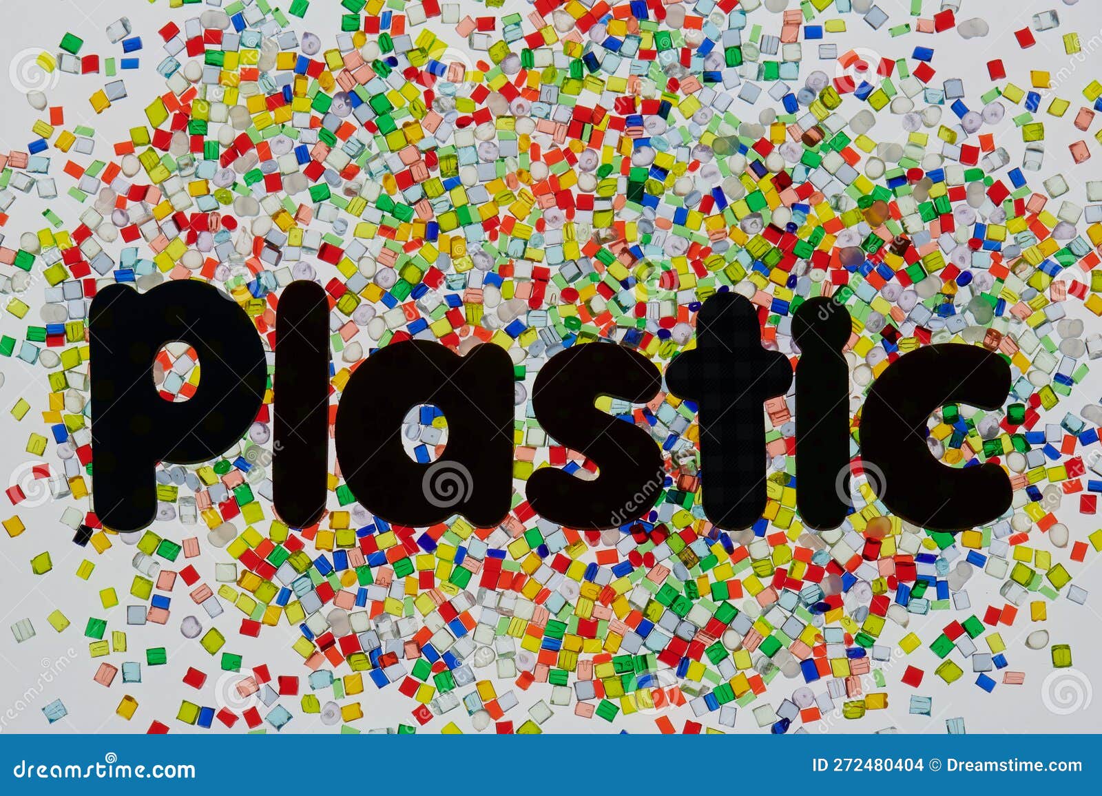 Font Letters "plastic" On Multicolored Plastic Resin Granulates Royalty ...
