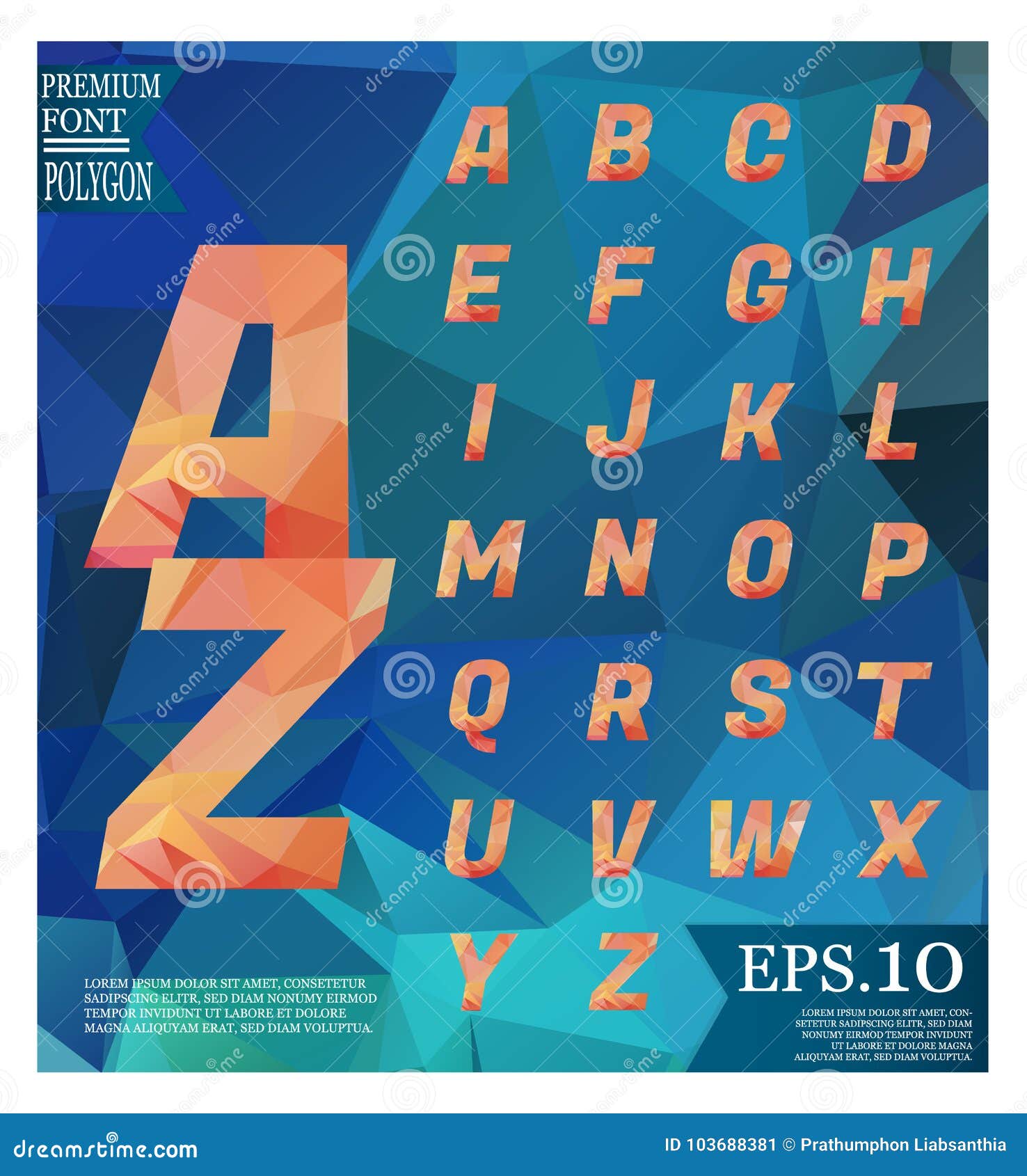 Font Low Poly on Backgrounds Full Color Pattern of Geometric Shapes ...