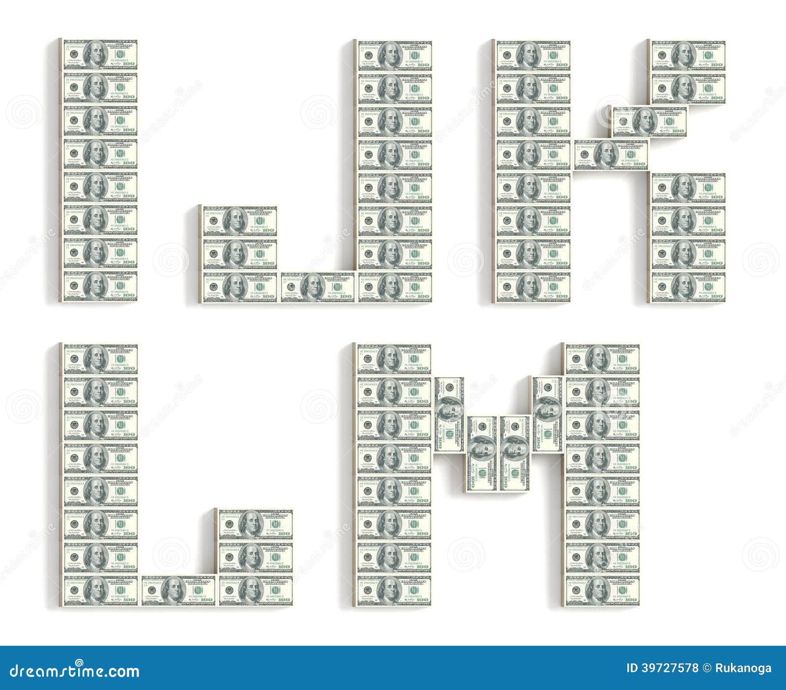 Font made of dollar packs. stock photo. Image of money - 39727578
