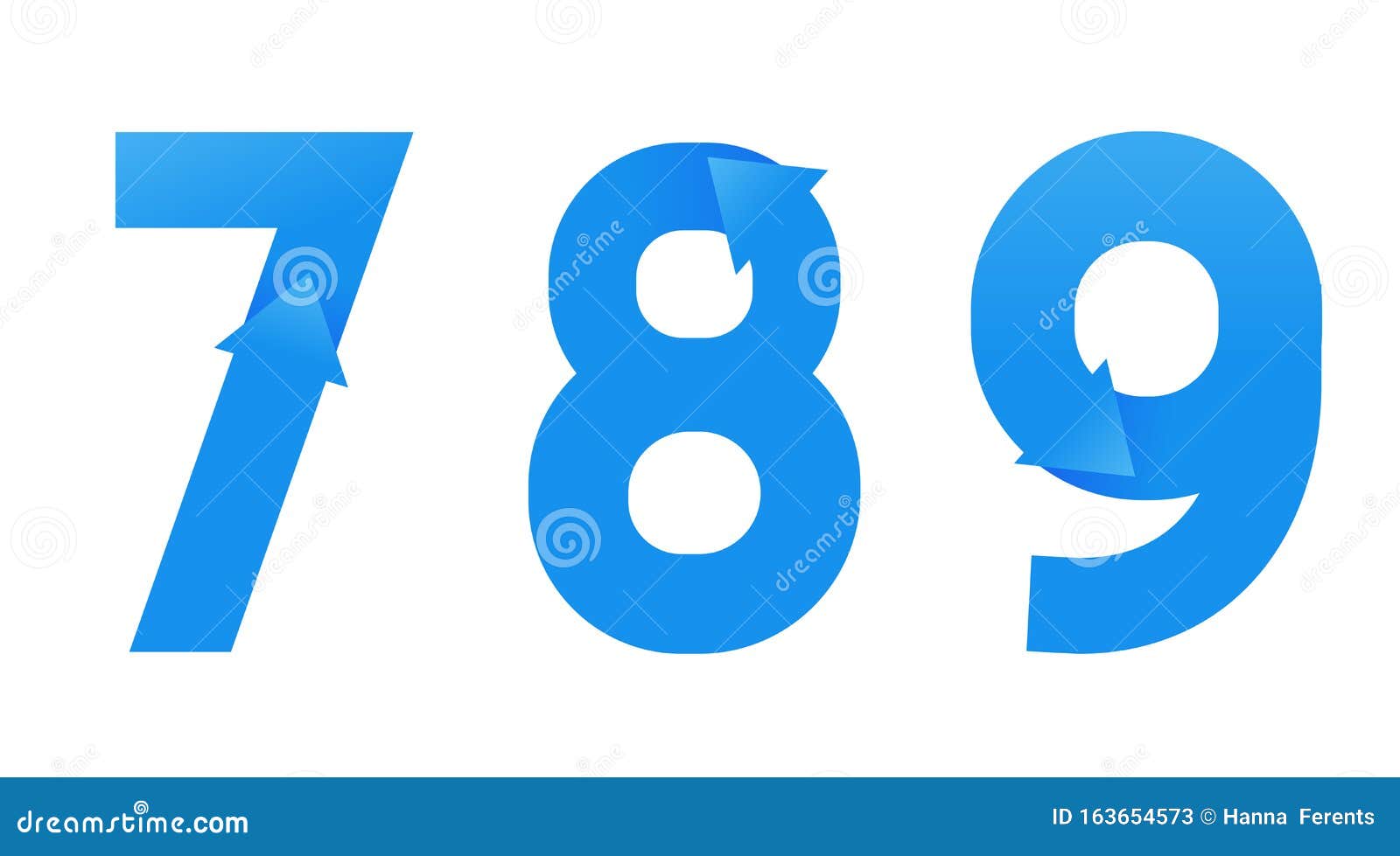 Font Number Design with Blue Gradient Arrow. Flat Logo Design. Vector ...