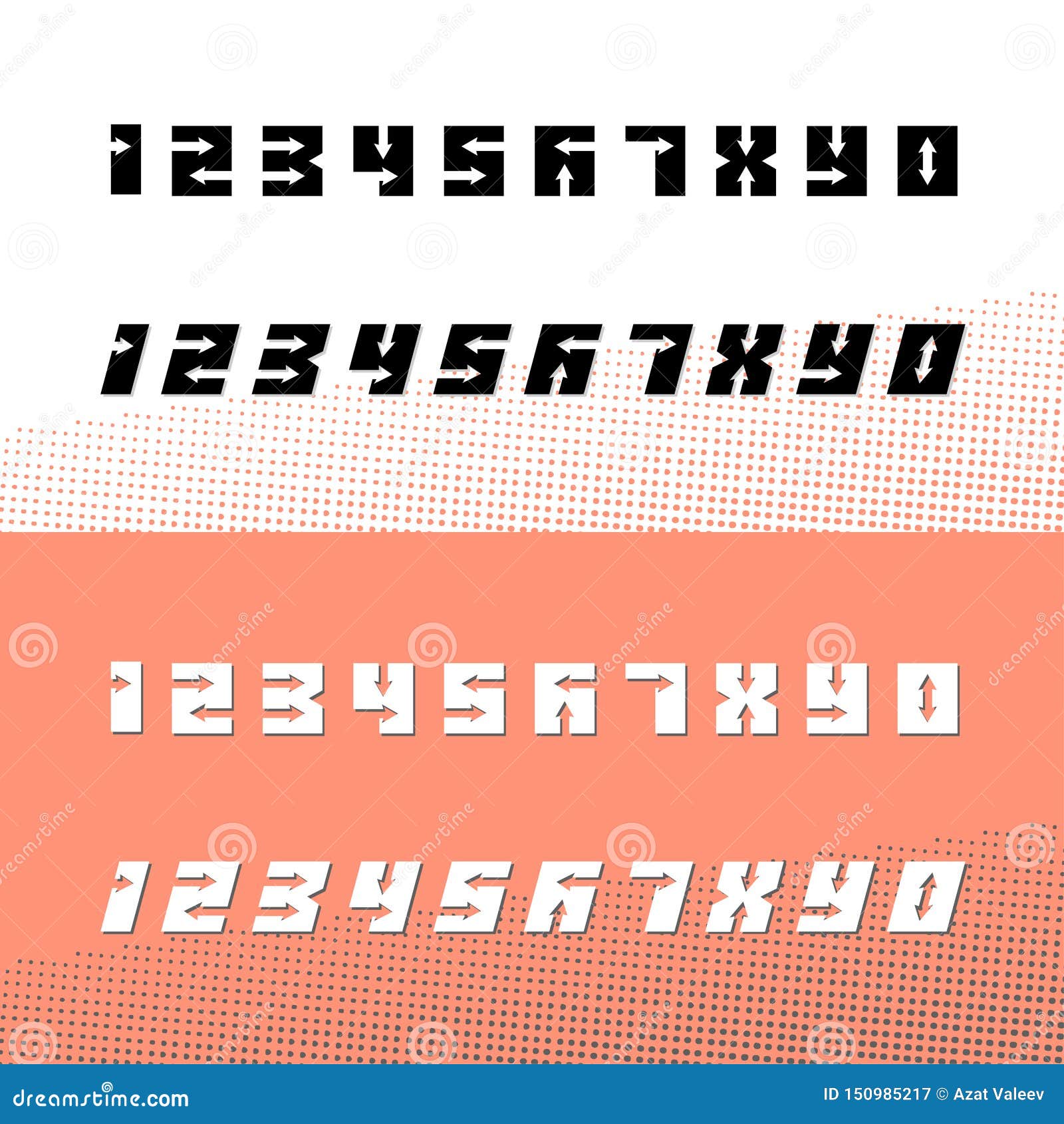 Font of Numbers Arrow Counterform. Decorative Design Elements Fo Stock ...