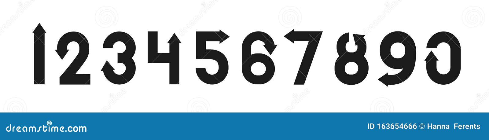 Font Numbers Design with Black Arrow. Flat Logo Design Stock Vector ...