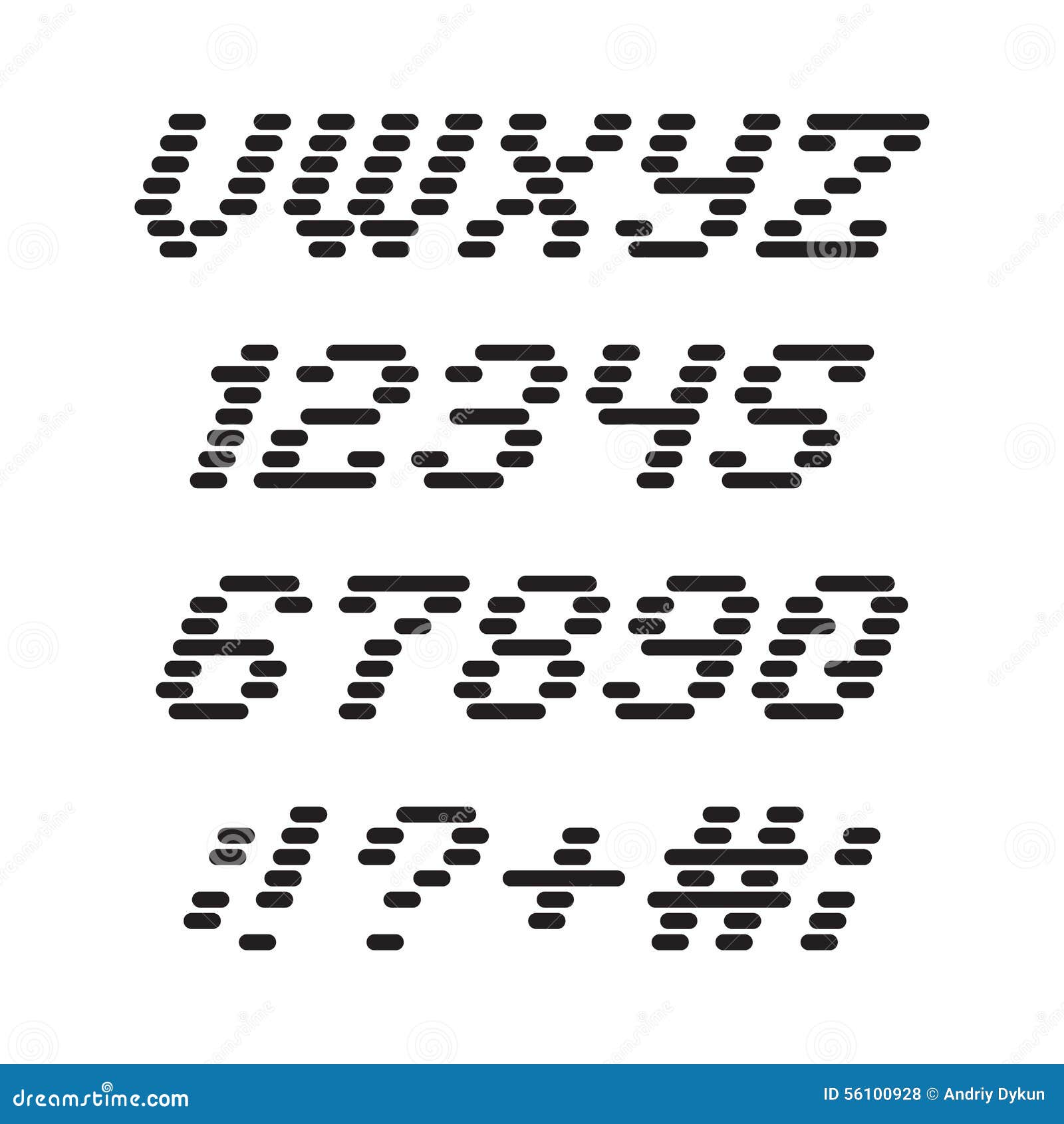 Font and Numbers from Stripes Stock Vector - Illustration of poster ...