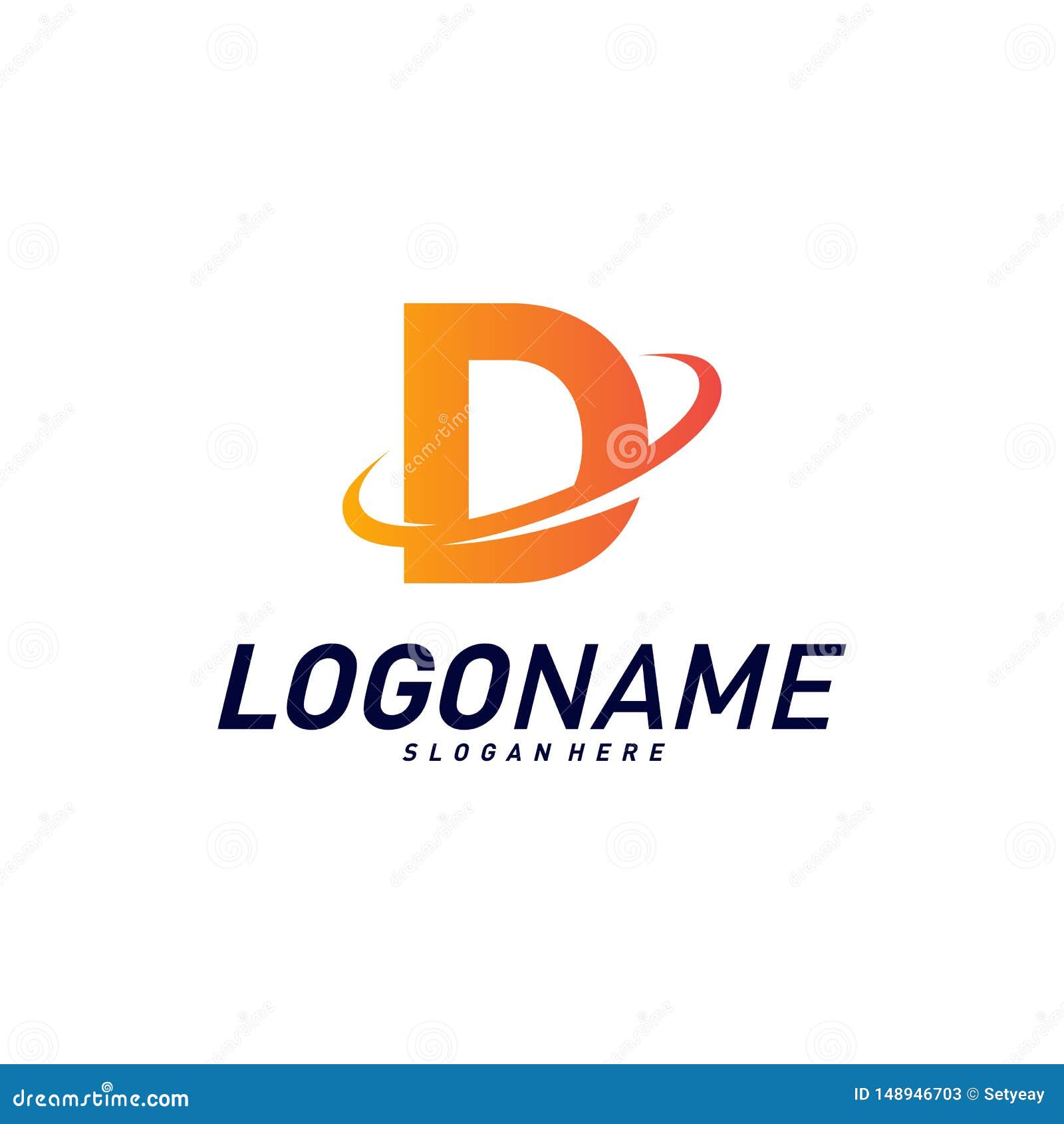 Font with Planet Logo Design Concepts. Letter D Logo Icon Vector ...