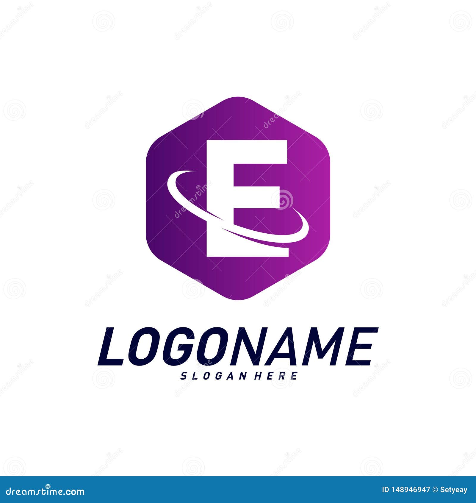 Font with Planet Logo Design Concepts. Letter E Logo Icon Vector ...