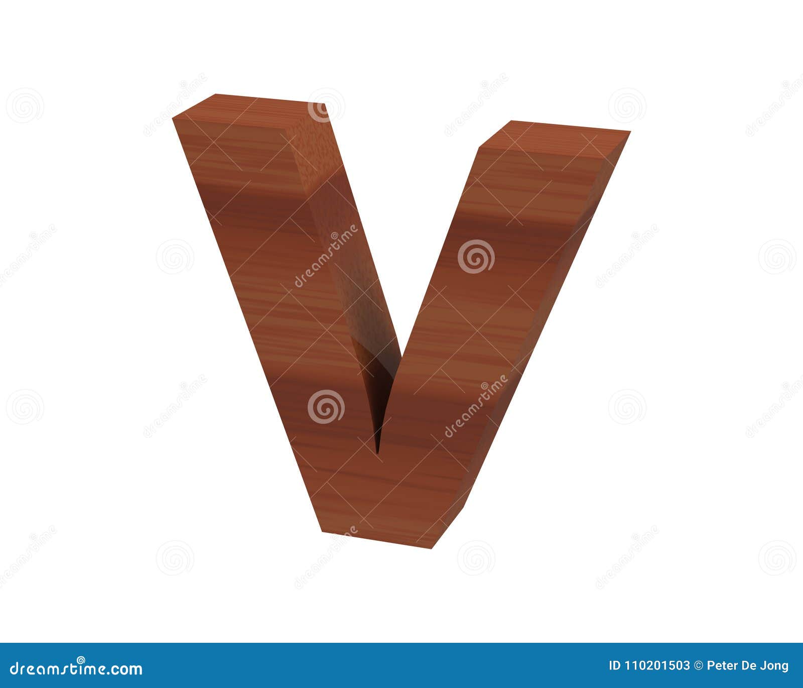 Font Polished Rosewood Lowercase V Render Stock Illustration ...