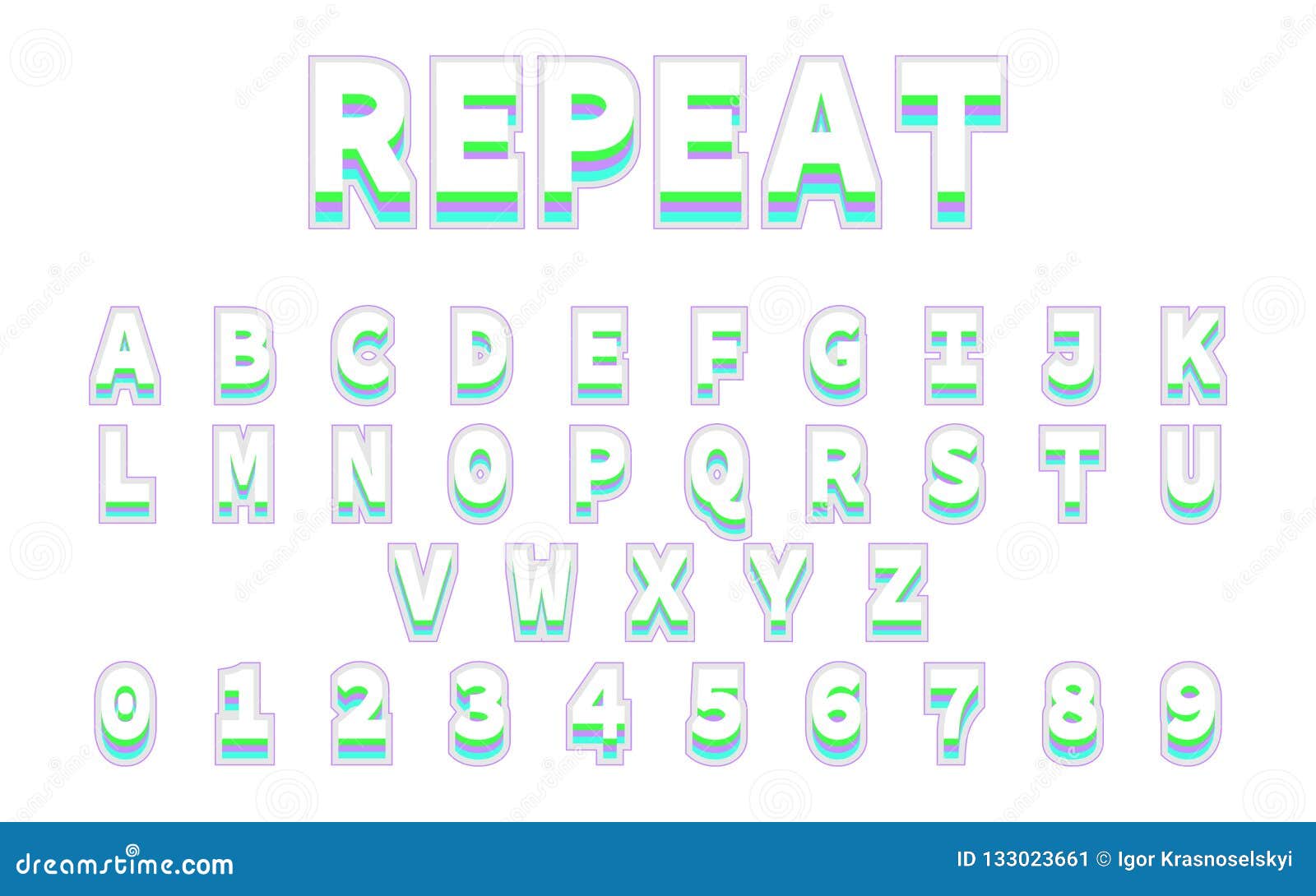 Font in Repeat Design. Reto Bold Font. Alphabet in Colorful Trending ...