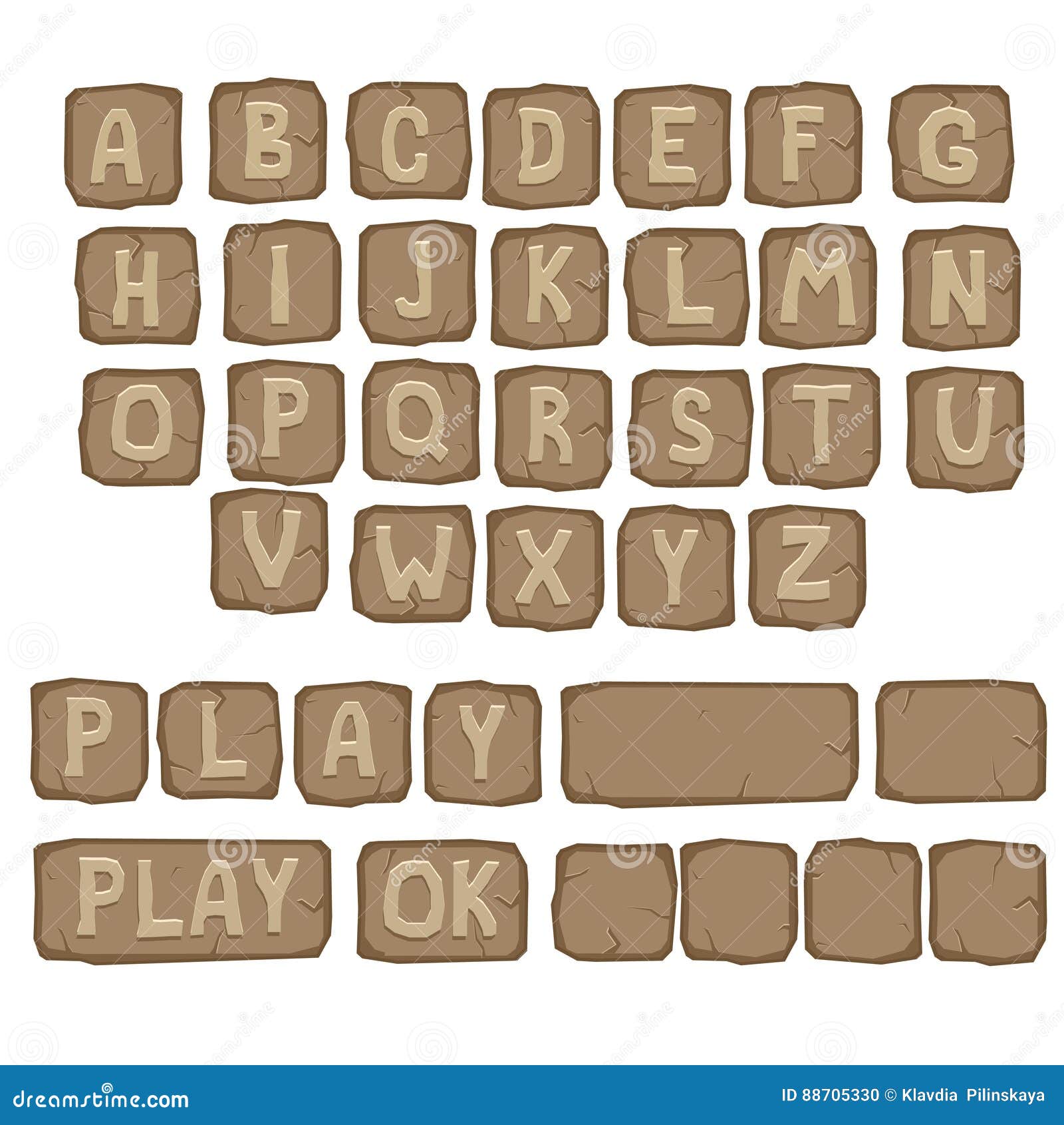 Font on Rock Tablet, Prehistoric Design, Stone Age, Stock Illustration ...