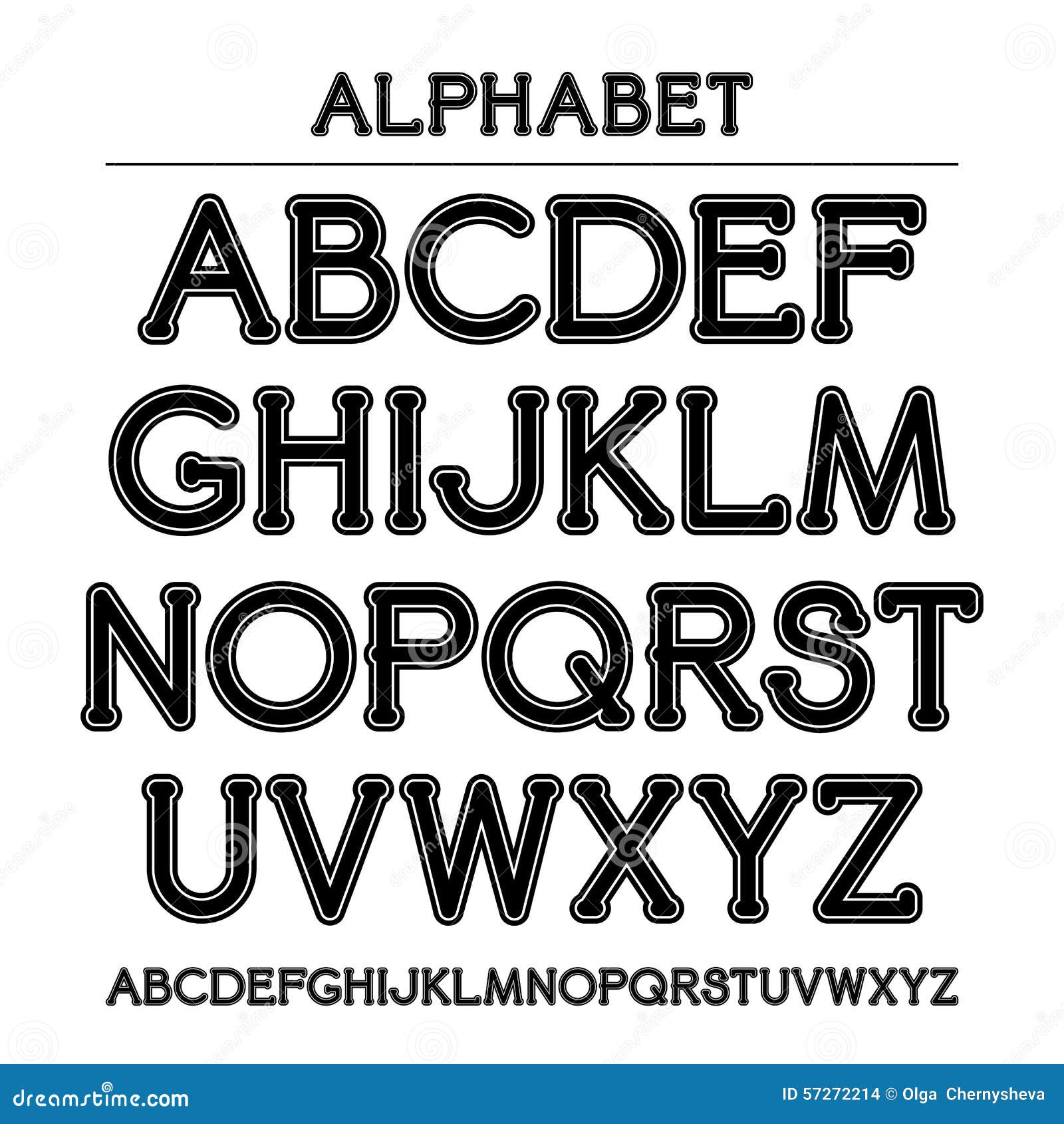 Font with Rounded Corners and Contour Stock Vector - Illustration of ...