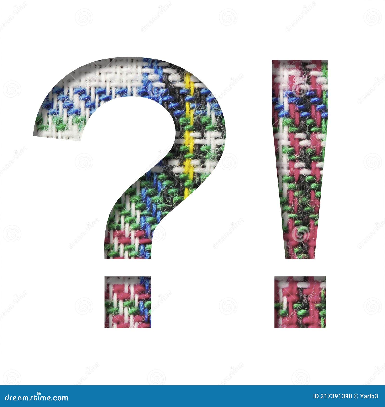 Font on Scottish Fabric. Exclamation and Question Marks Cut Out of ...
