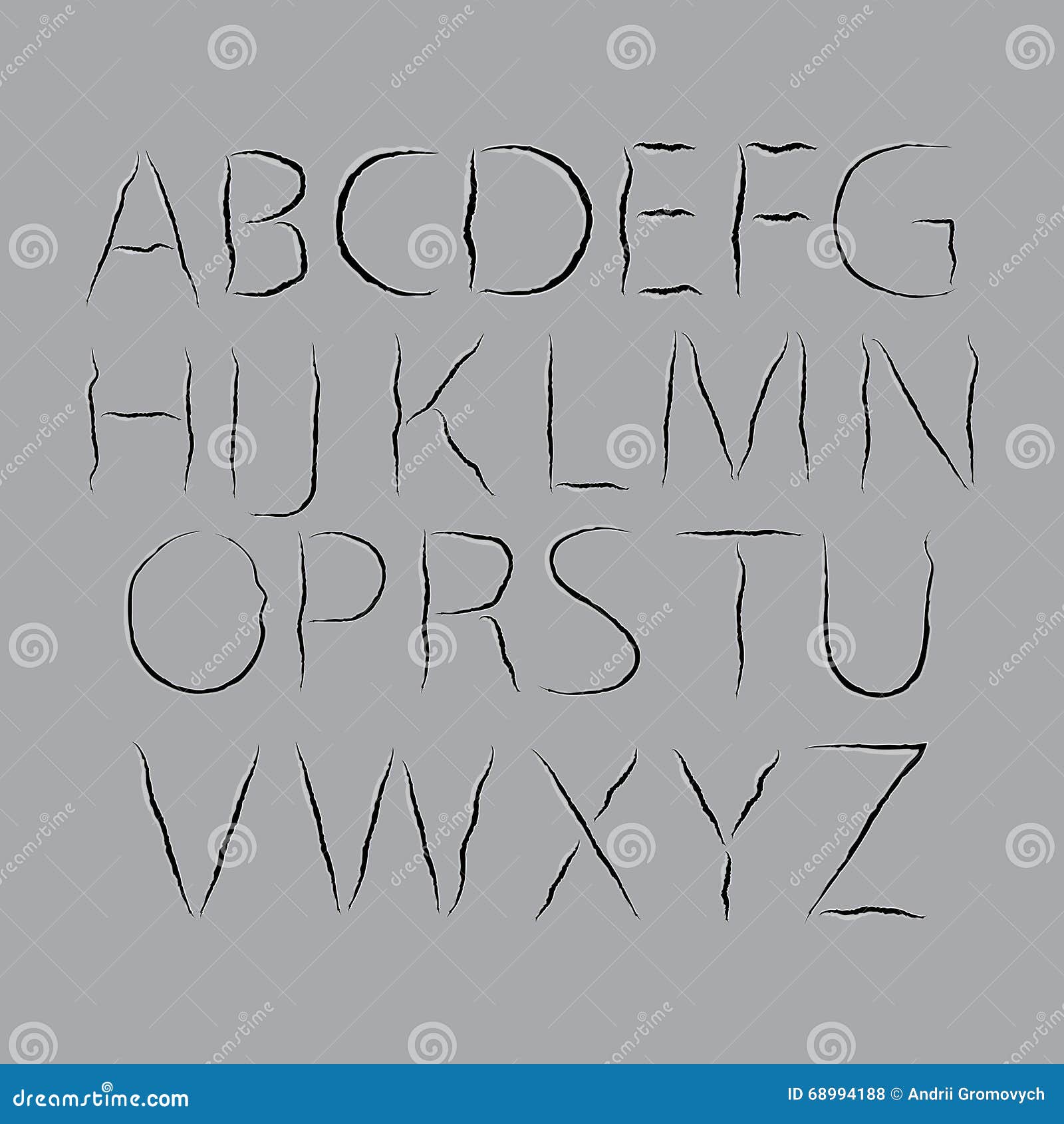 Font from scratched paper stock vector. Illustration of font - 68994188