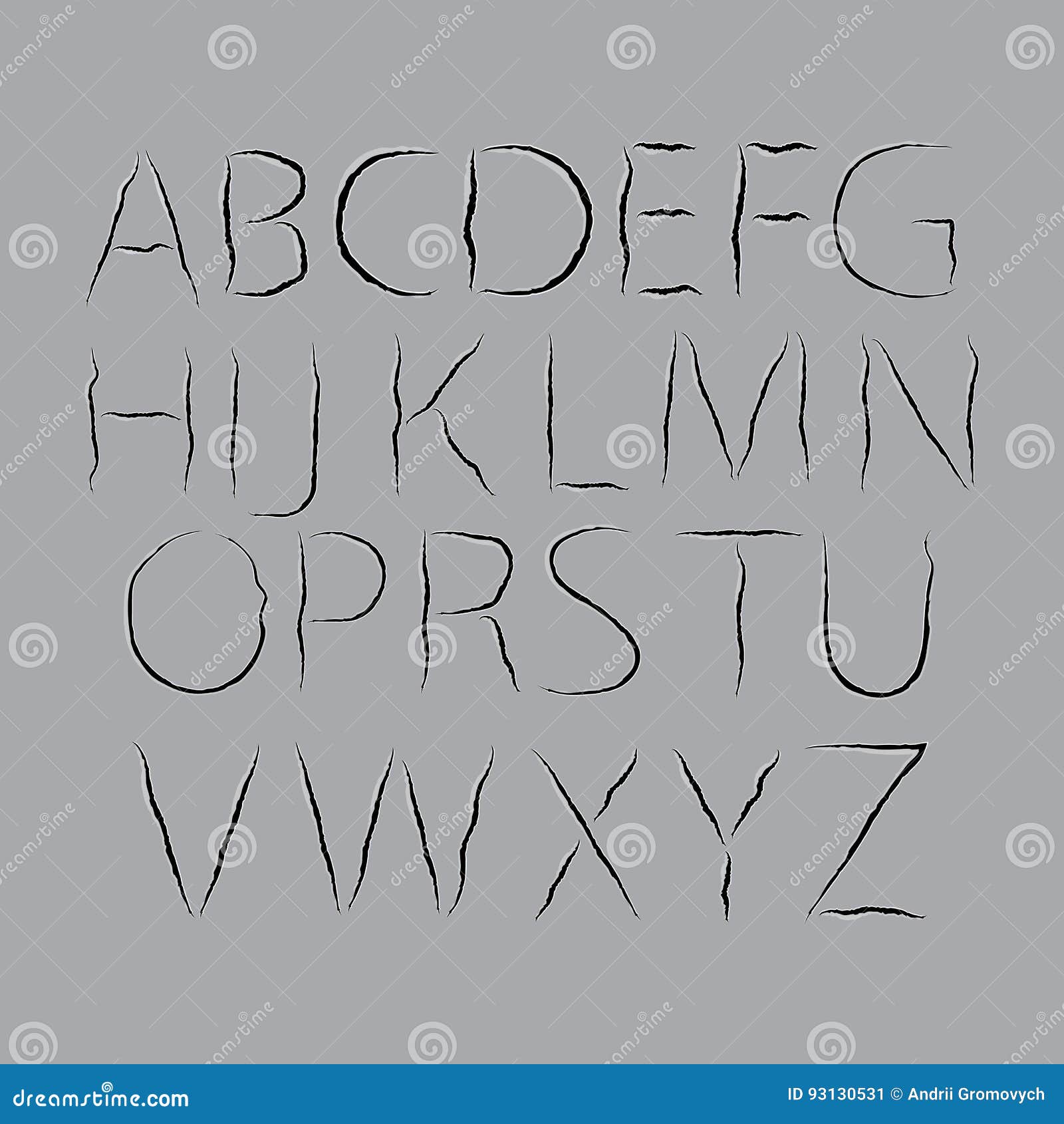 Font from scratched paper stock illustration. Illustration of paint ...