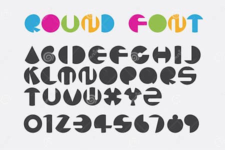 Font Set Using Circle Shape To Create Round Letters. Stock Vector ...