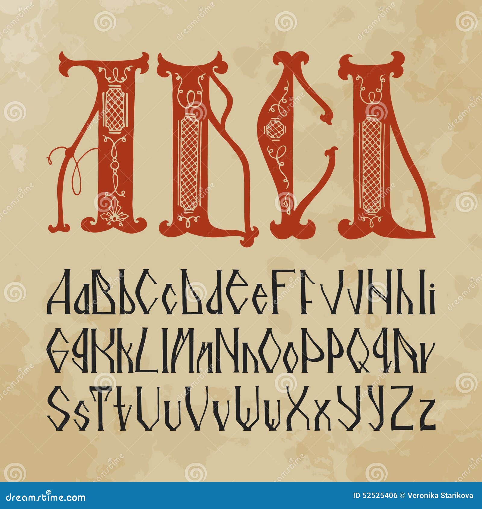 Slavic Manuscript Font `cursive Writing` On Watercolor Background ...