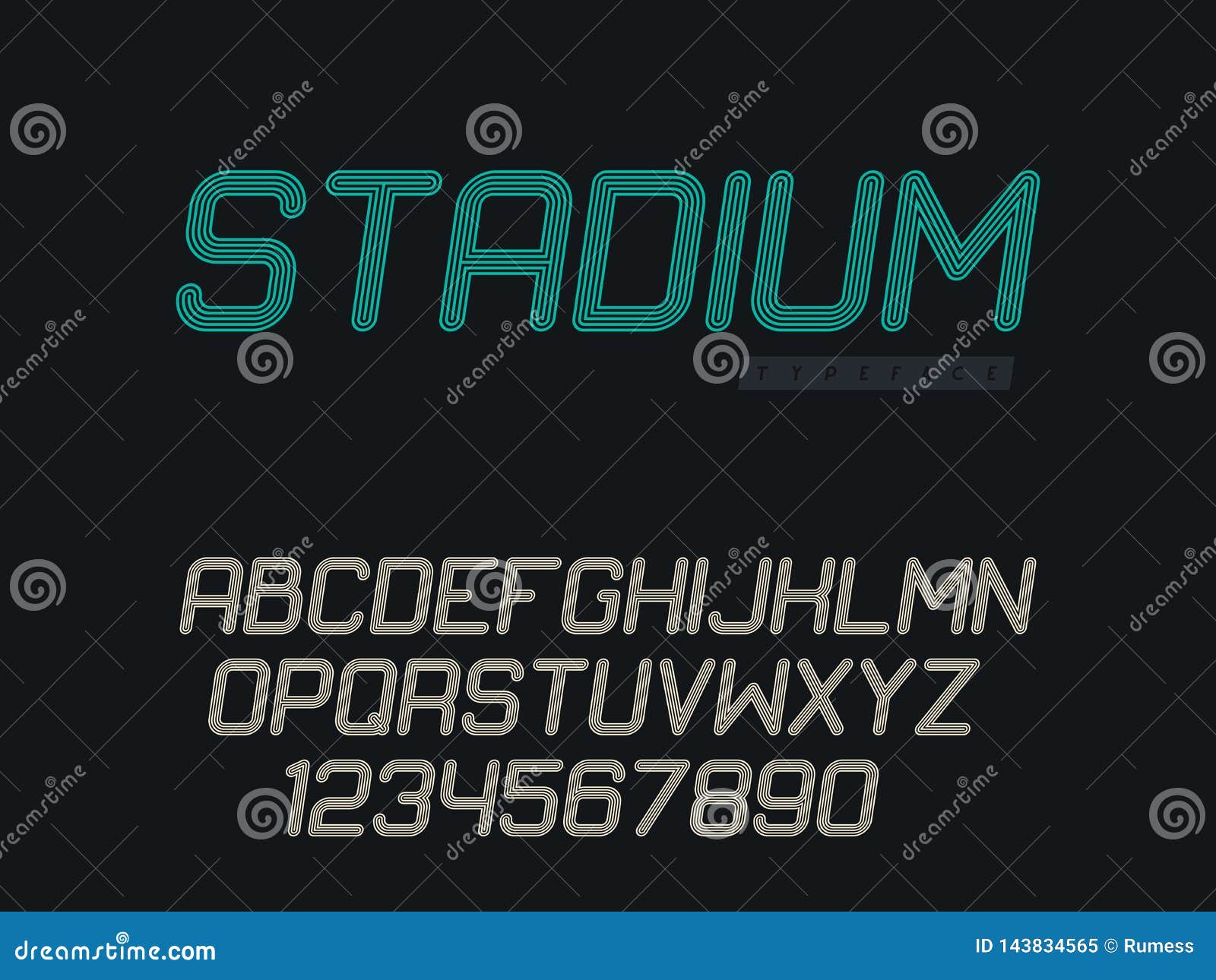 Linear Uppercase Font. Latin Alphabet Letters and Numbers Stock Vector ...