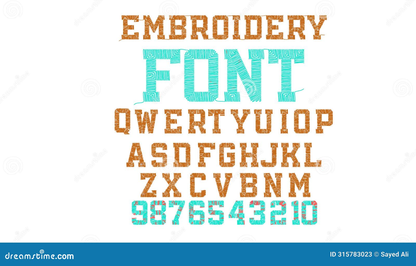 Font Thread. Abc Letters For Different Design. Sew Font. Latin ...