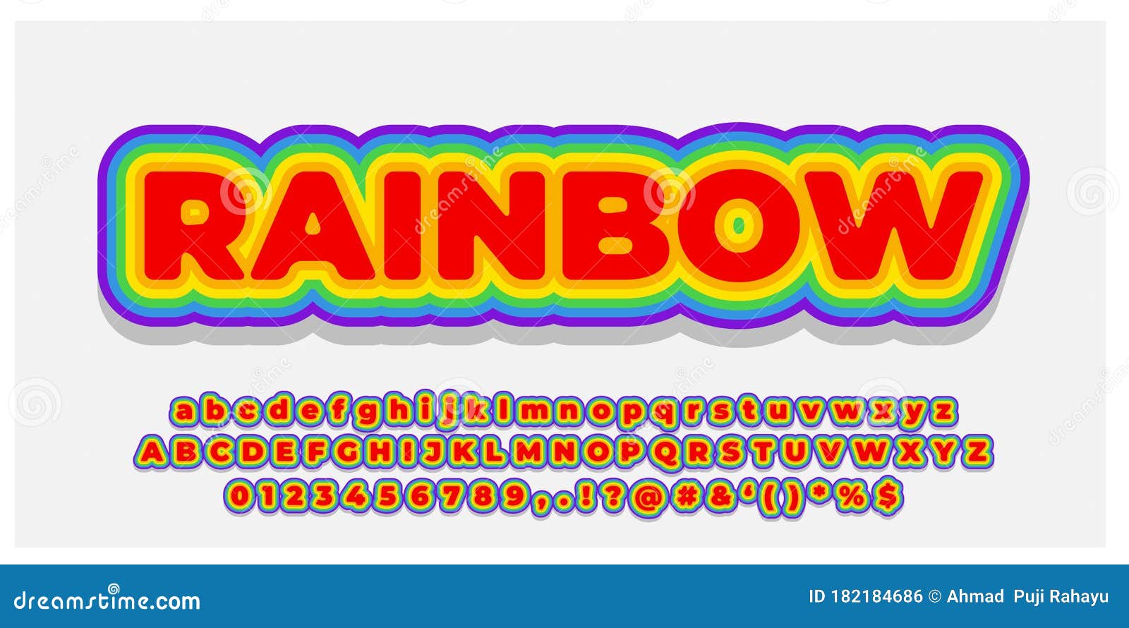 Font Style 3d Effect Rainbow Color Design Template Stock Vector ...