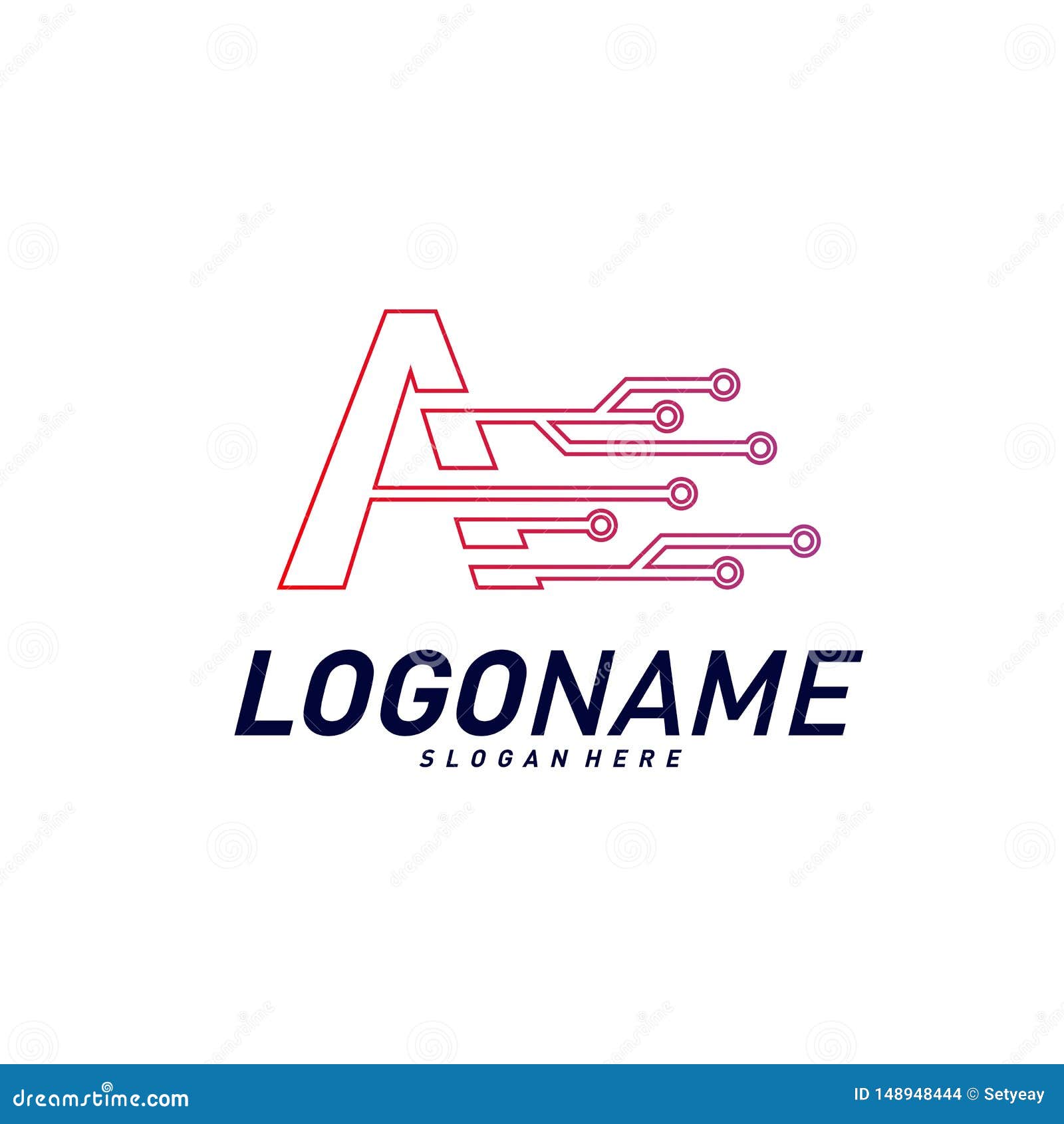 Font with Technology Logo Design Concepts. Technology Letter a Logo ...