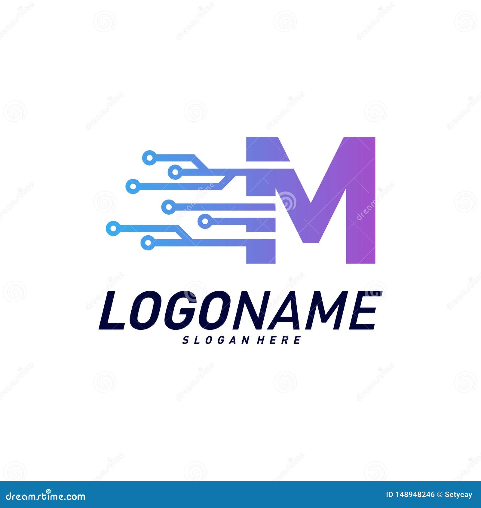 Font with Technology Logo Design Concepts. Technology Letter M Logo ...