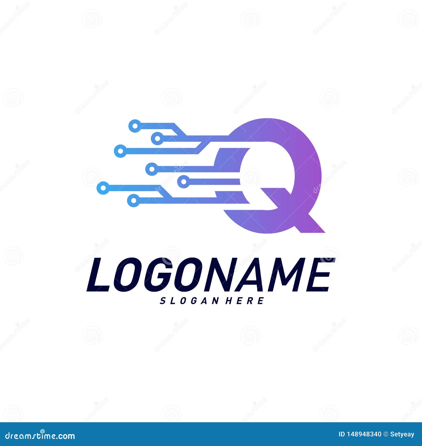 Font with Technology Logo Design Concepts. Technology Letter Q Logo ...