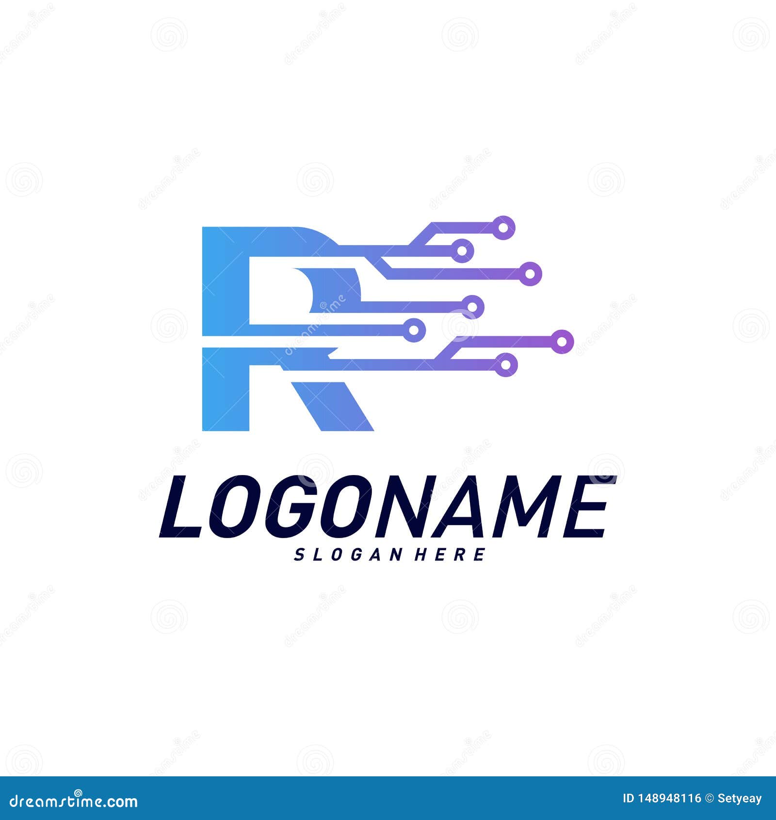 Font with Technology Logo Design Concepts. Technology Letter R Logo ...